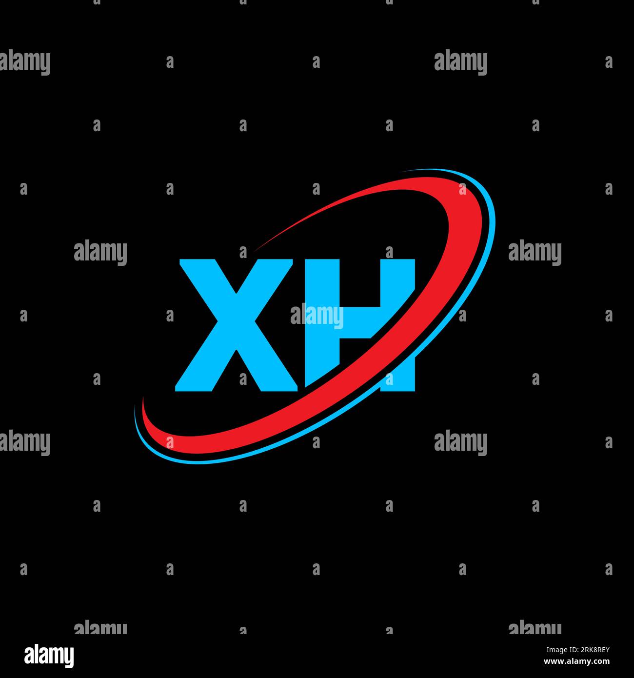 XH X H letter logo design. Initial letter XH linked circle uppercase ...
