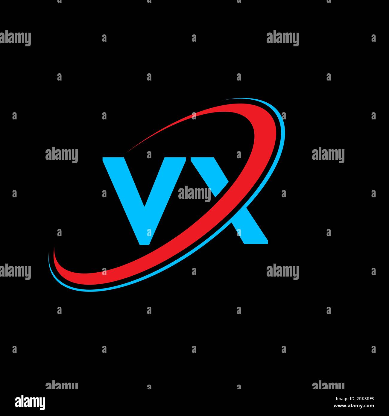 VX V X letter logo design. Initial letter VX linked circle uppercase ...