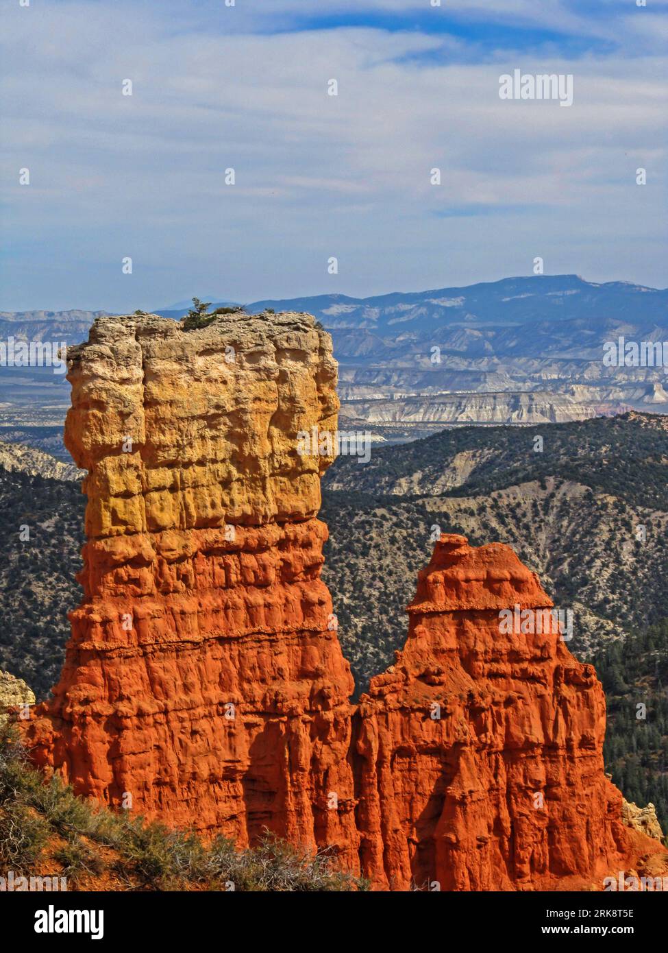A bizarre multi colored limestone fin in Bryce Canyon, with the ...