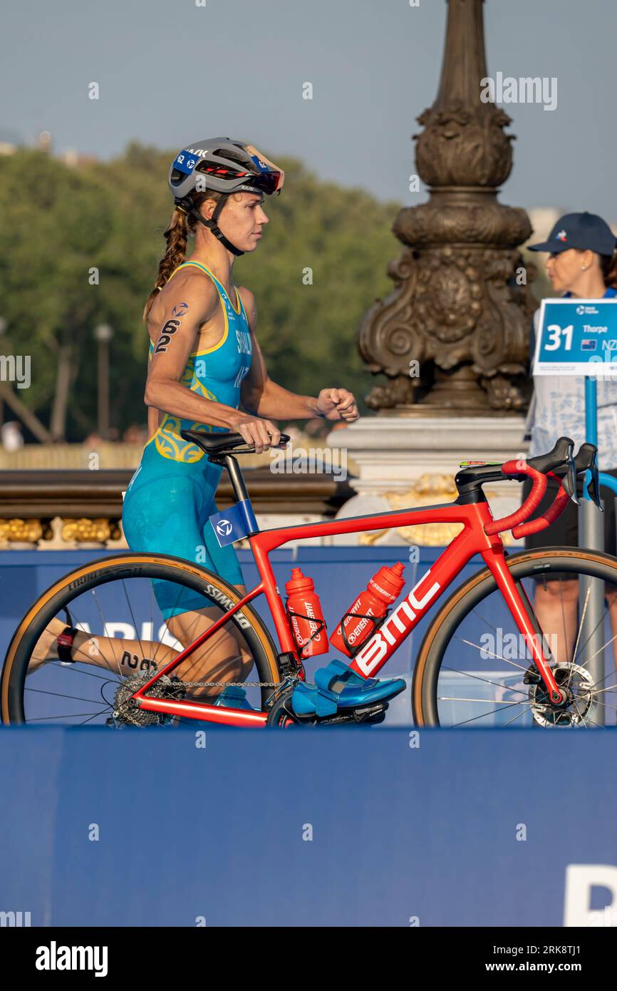 Paris, France - 08 17 2023: Paris 2024 triathlon test event. Women ...