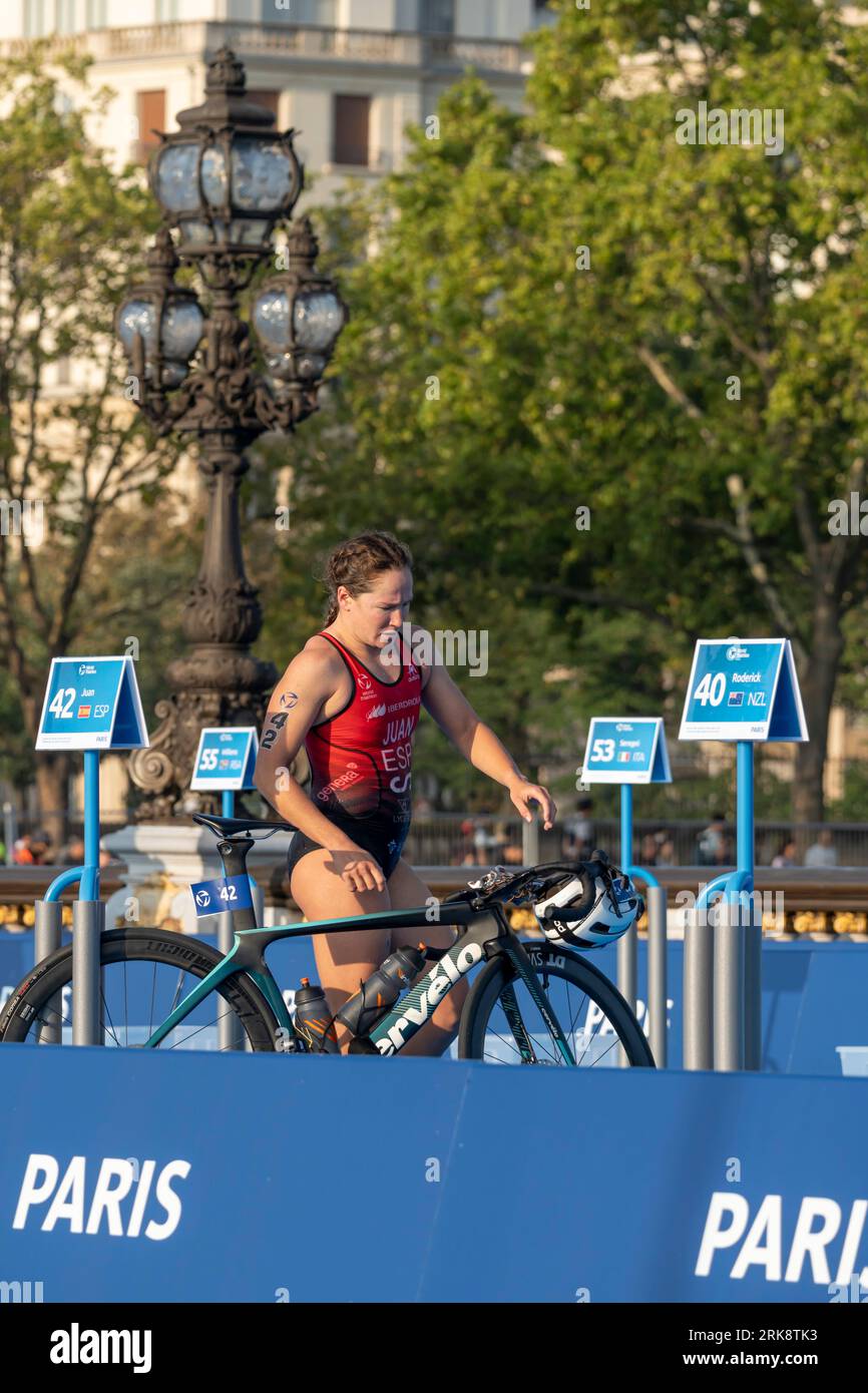 Paris, France - 08 17 2023: Paris 2024 triathlon test event. Women ...