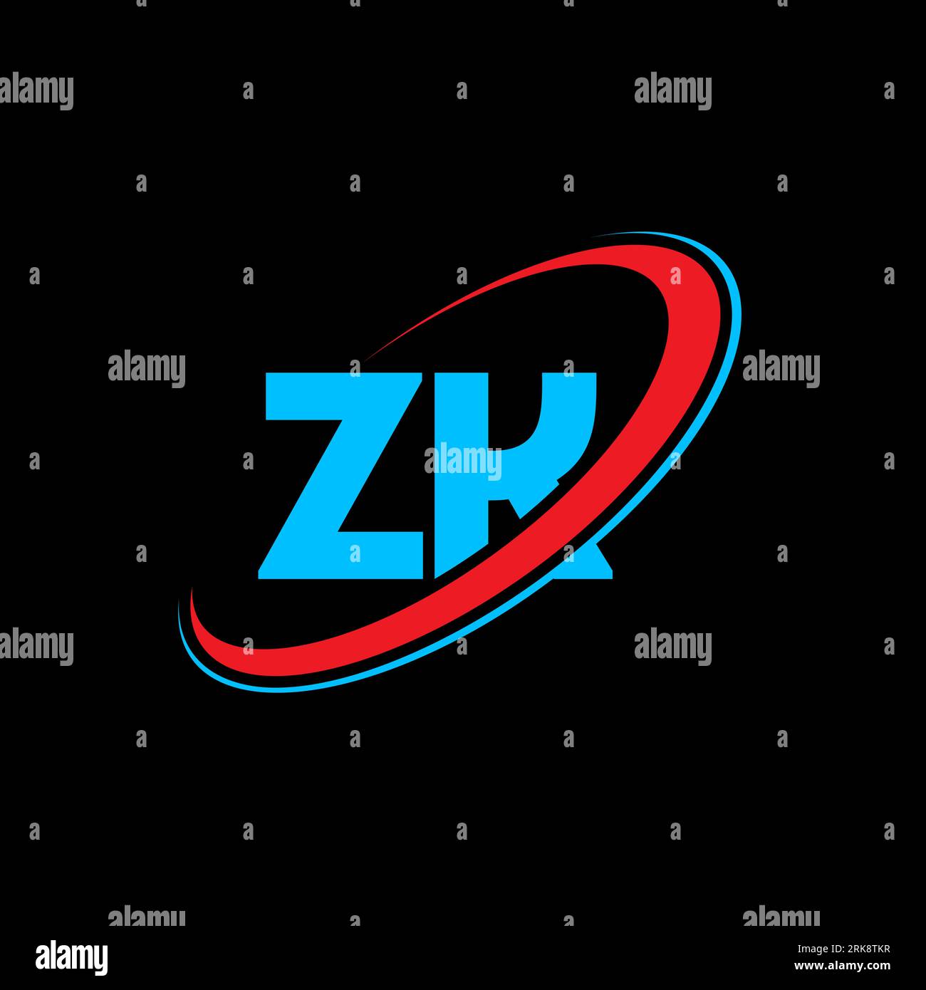 ZK Z K letter logo design. Initial letter ZK linked circle uppercase ...