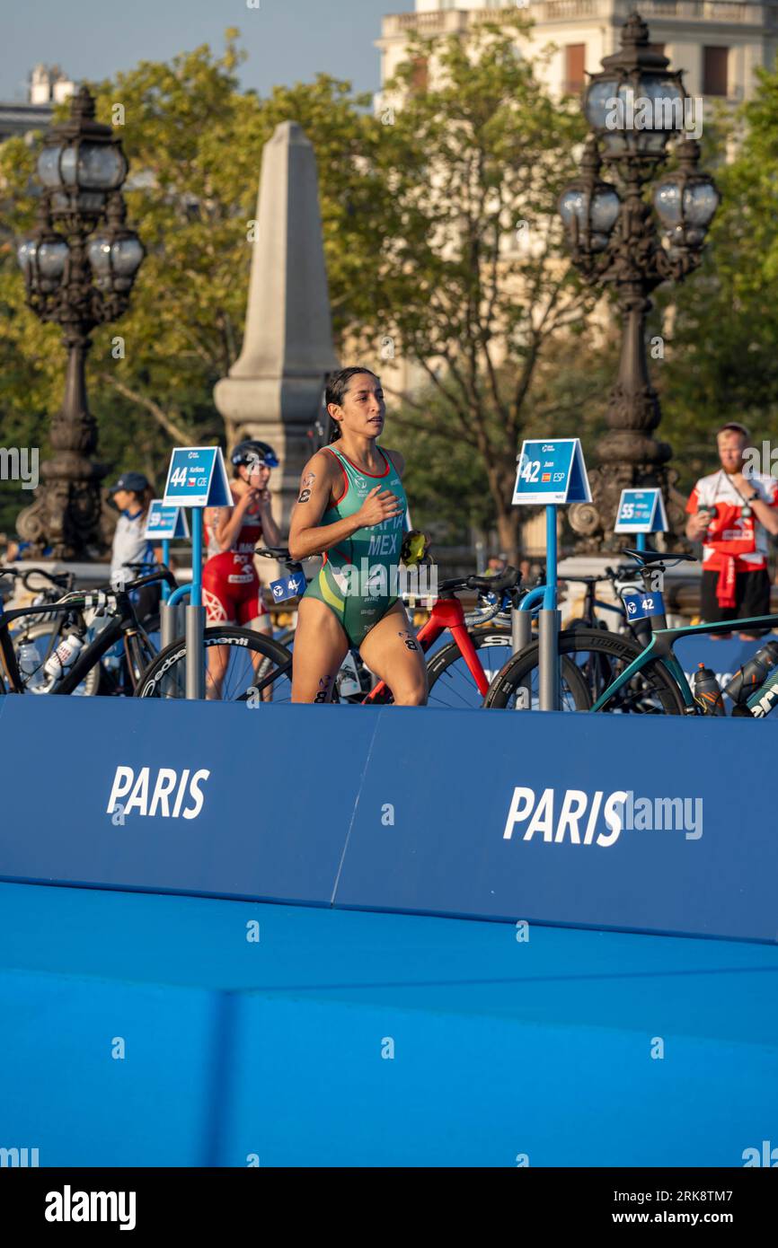 Paris, France - 08 17 2023: Paris 2024 triathlon test event. Women ...