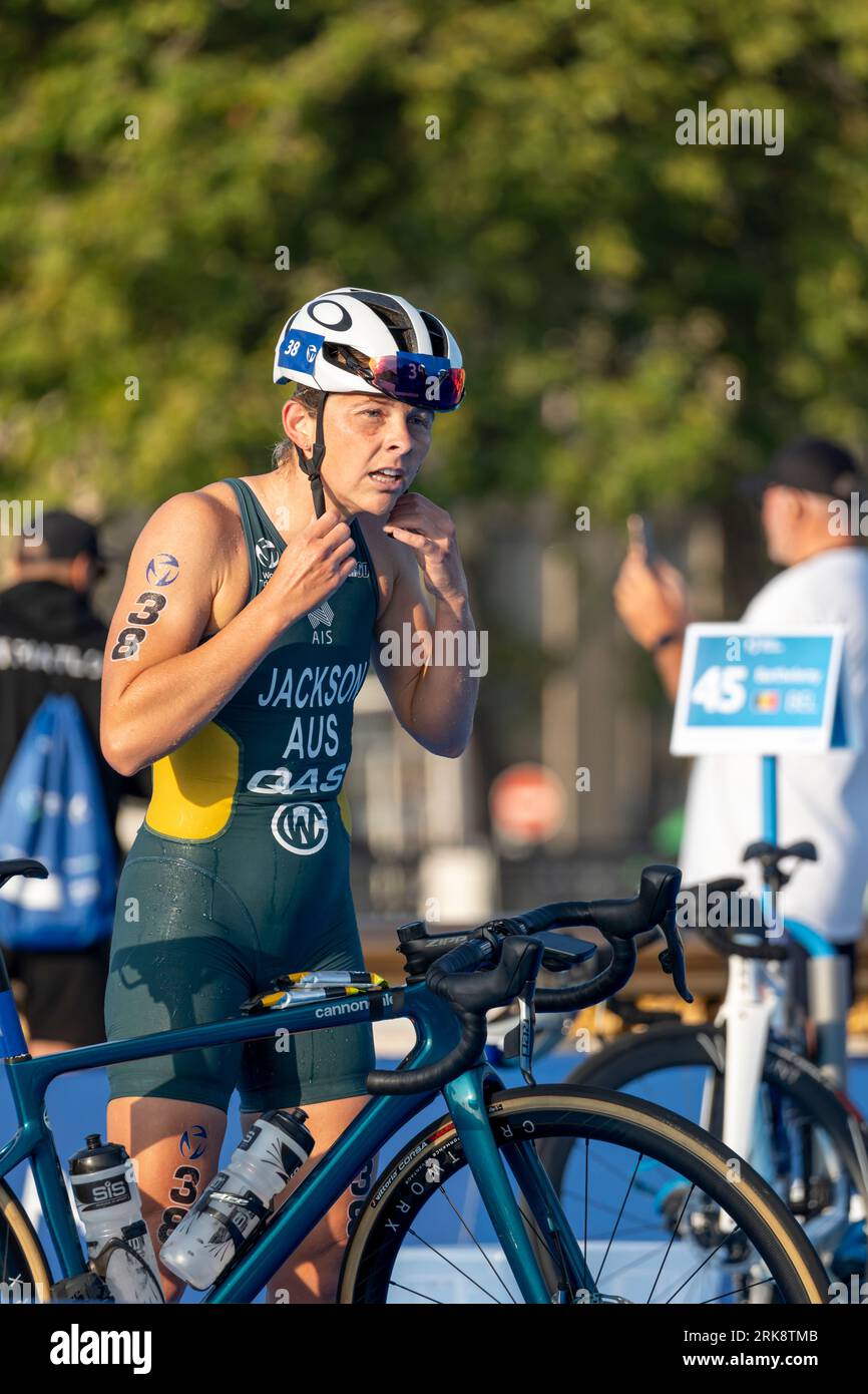 Paris, France - 08 17 2023: Paris 2024 triathlon test event. Women ...