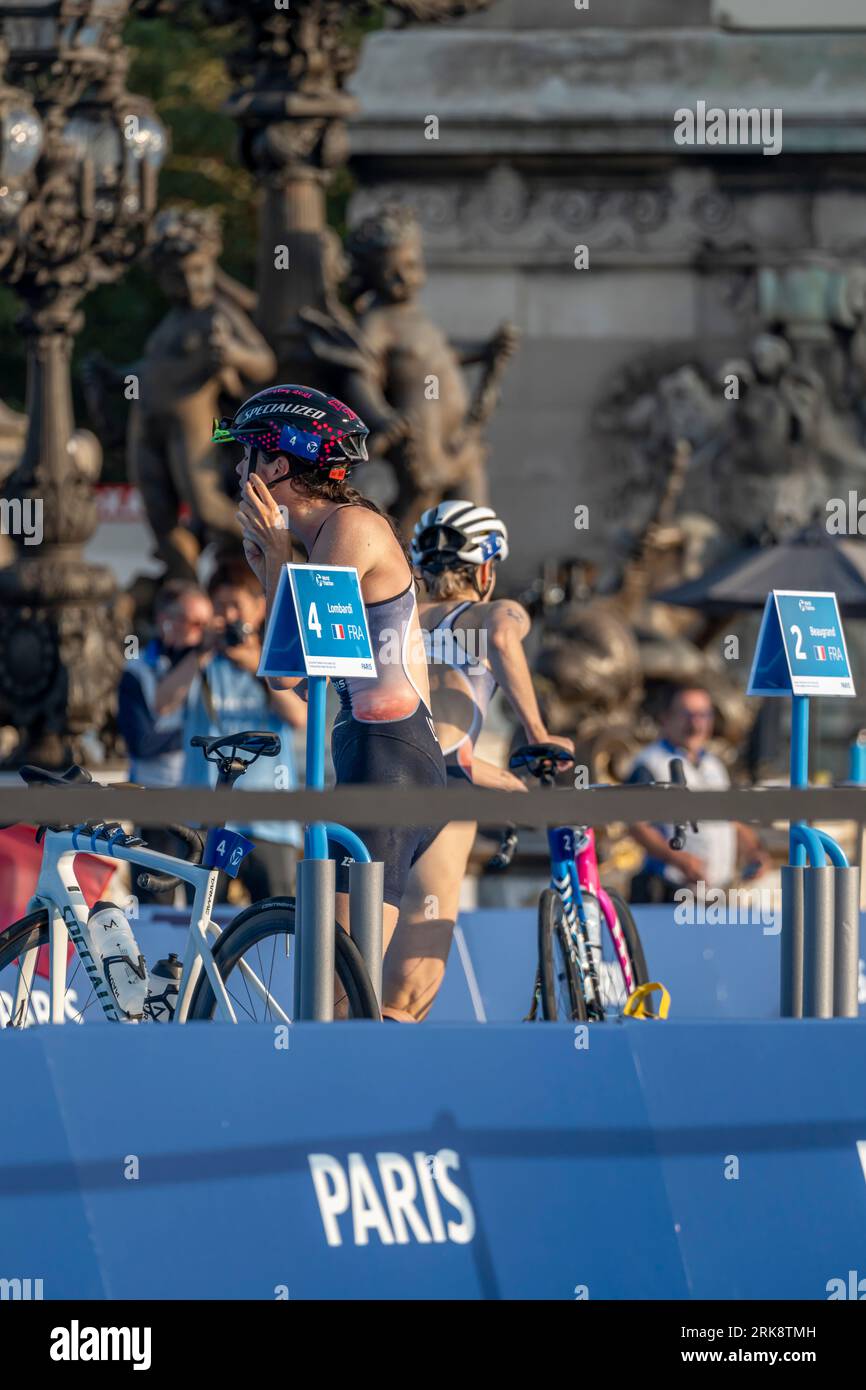 Paris, France - 08 17 2023: Paris 2024 triathlon test event. Women ...