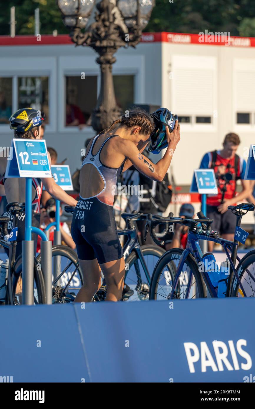 Paris, France - 08 17 2023: Paris 2024 triathlon test event. Women ...