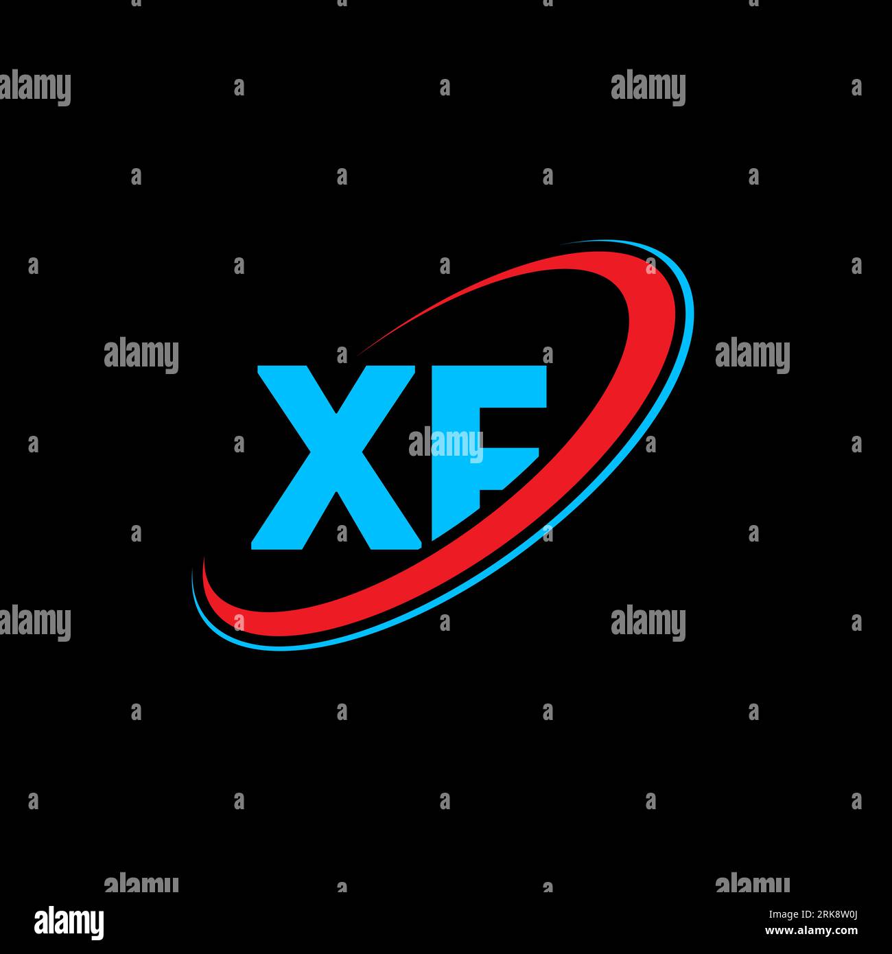 XF X F letter logo design. Initial letter XF linked circle uppercase ...