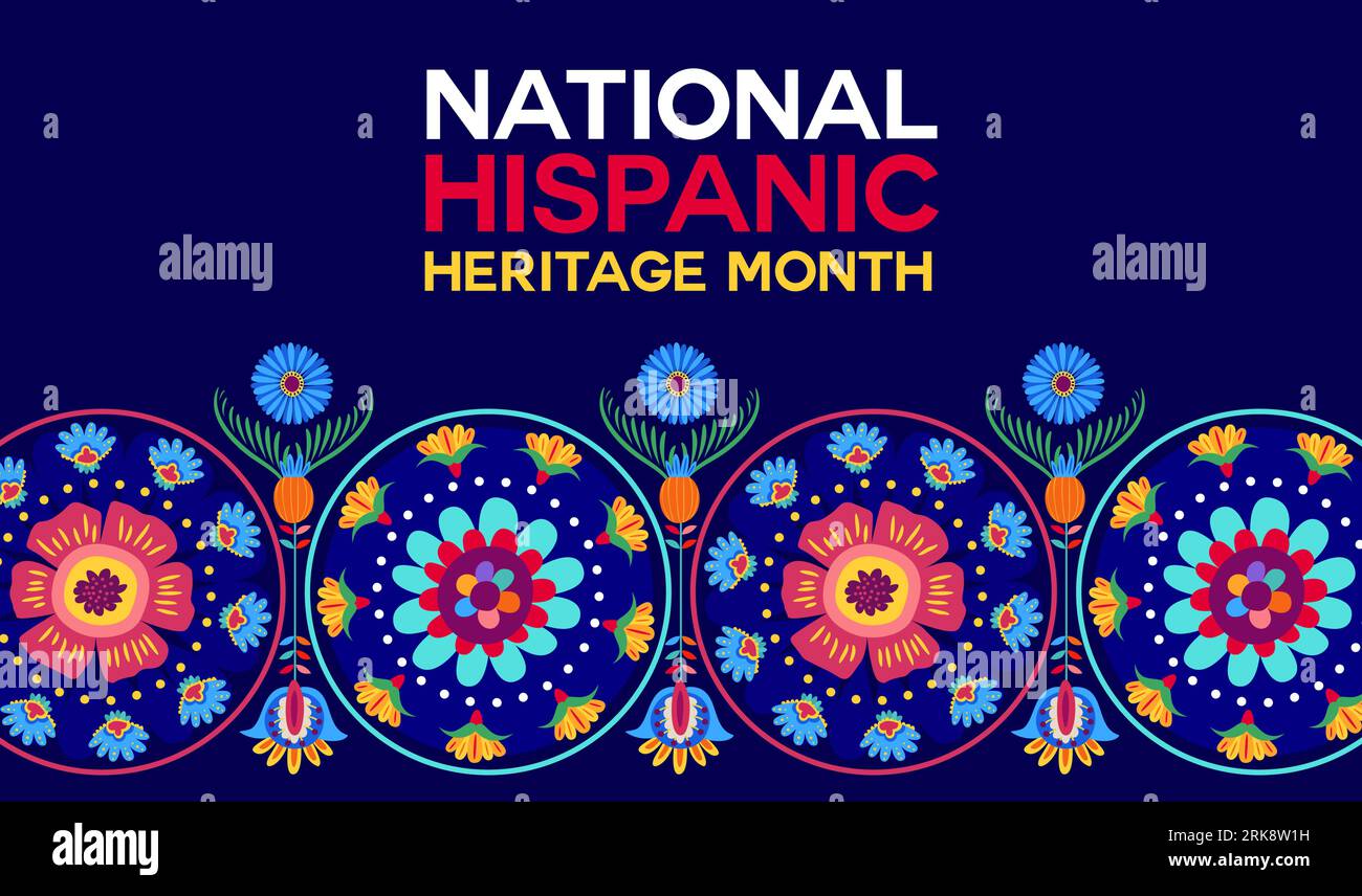 National Hispanic Heritage Month Festival Banner With Tropical Floral