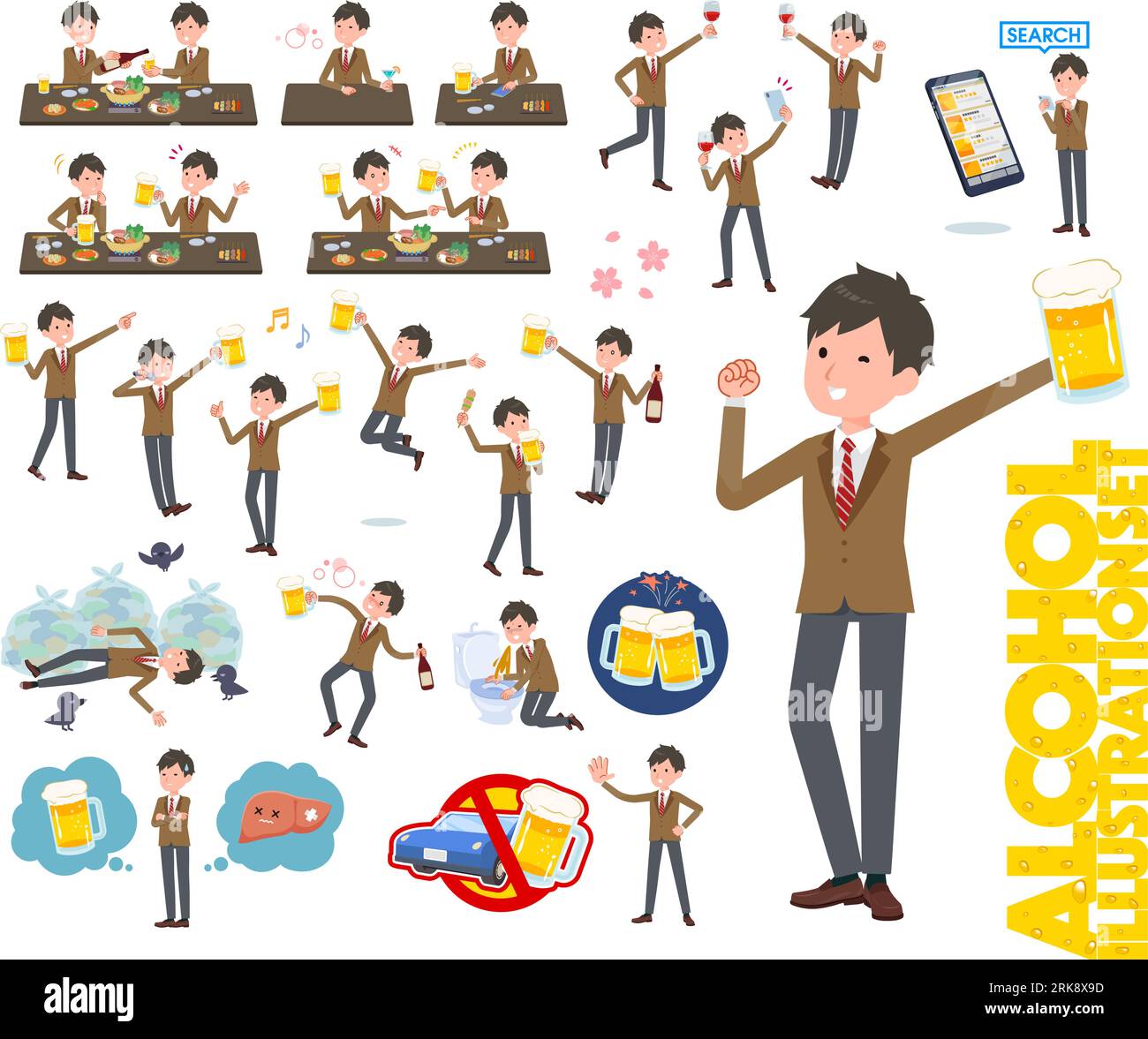 Illustration man driving car drunk hi-res stock photography and images ...