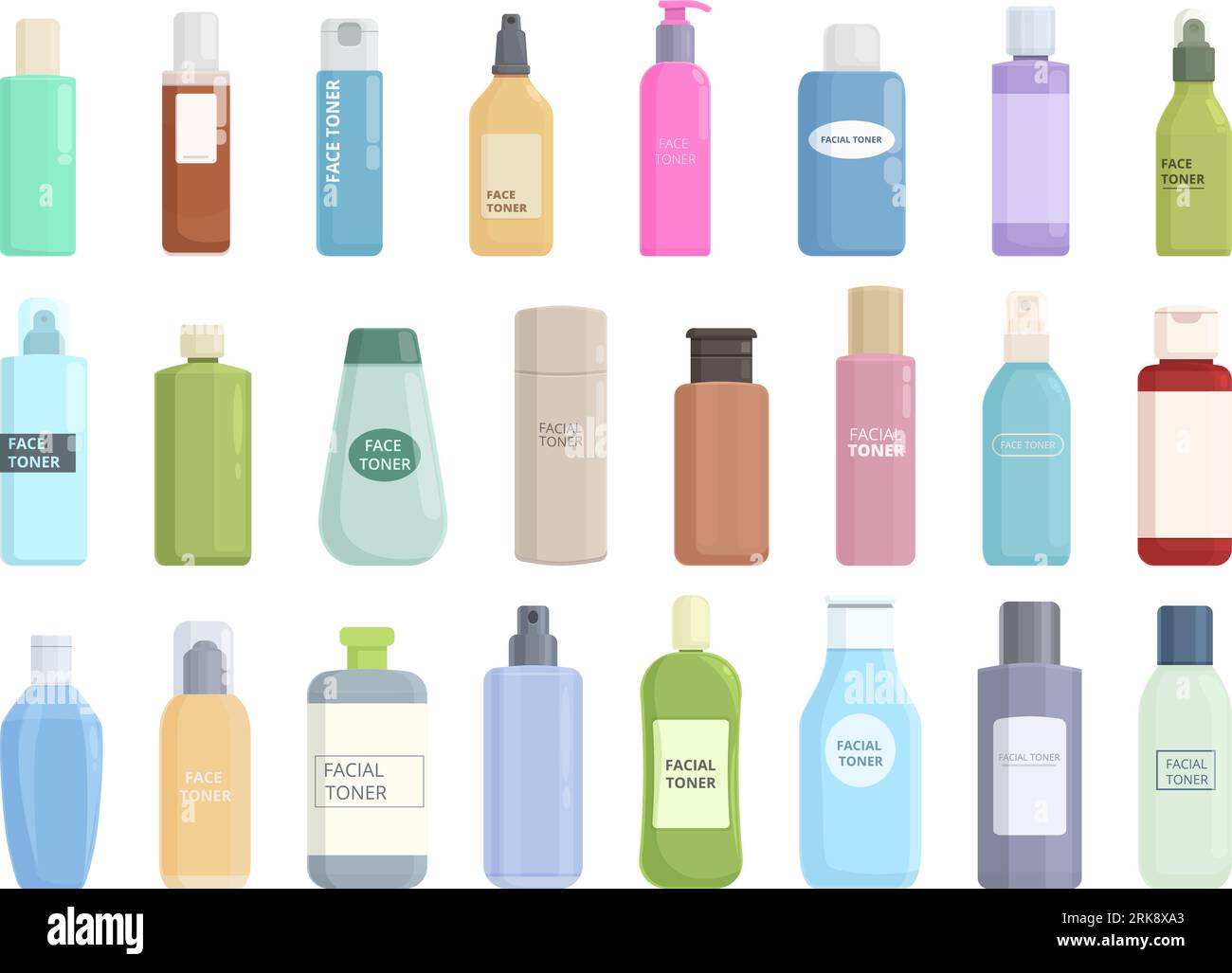 Toner icons set cartoon vector. Skin eye. Face makeup Stock Vector ...