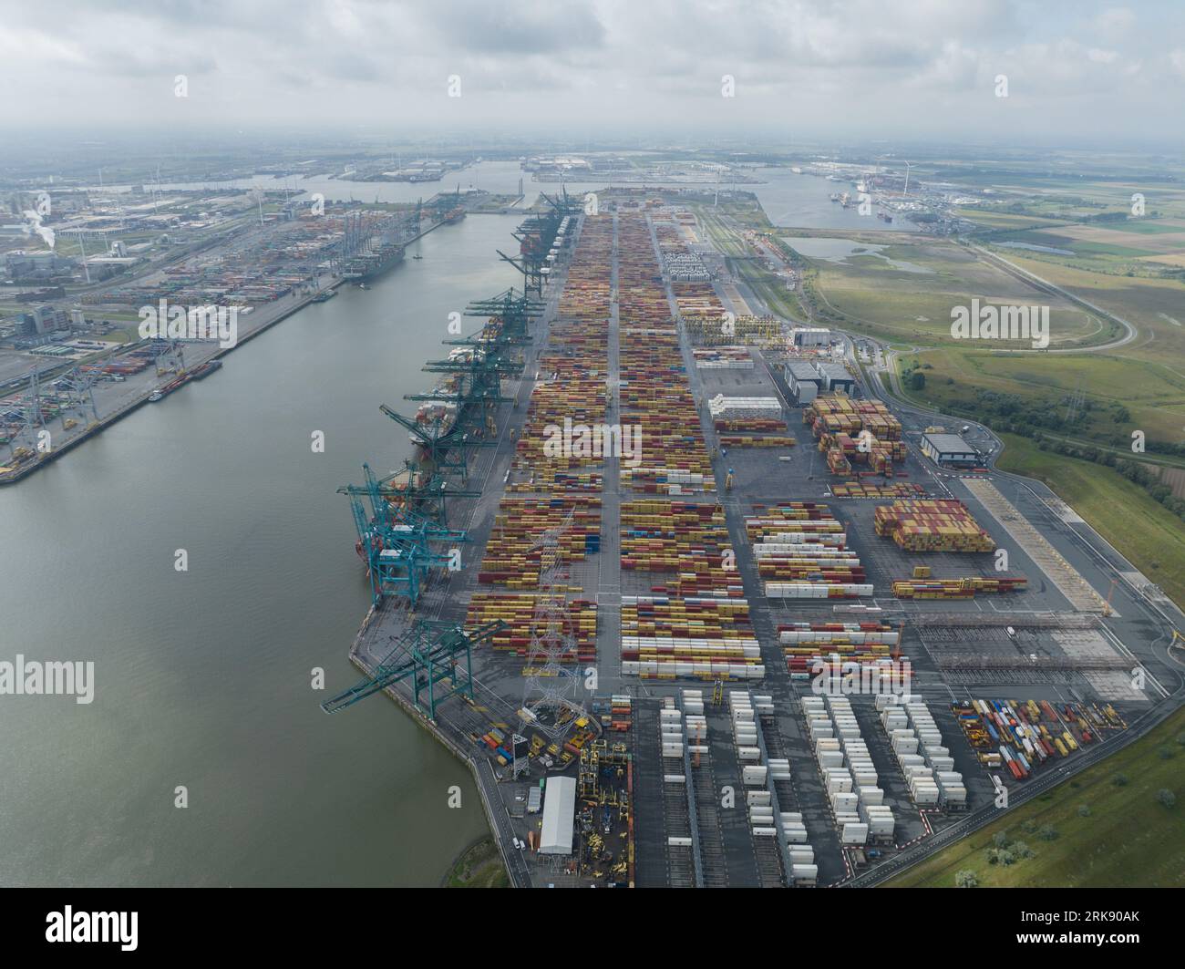 Antwerpen, 12th of August, 2023, Belgium. Aerial Insights into Antwerp ...