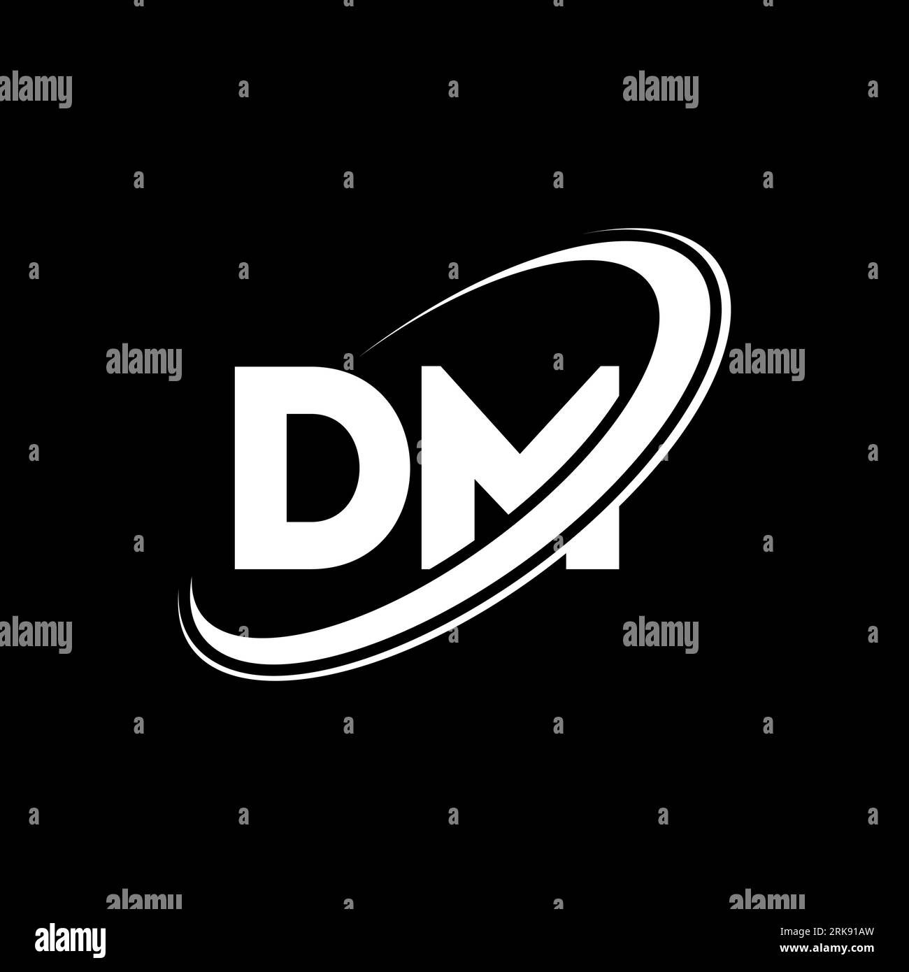 DM D M letter logo design. Initial letter DM linked circle uppercase ...