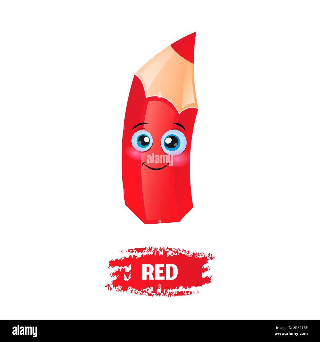 Cute Red Funny Pencil Cartoon. Education concept. Funny school pencil ...