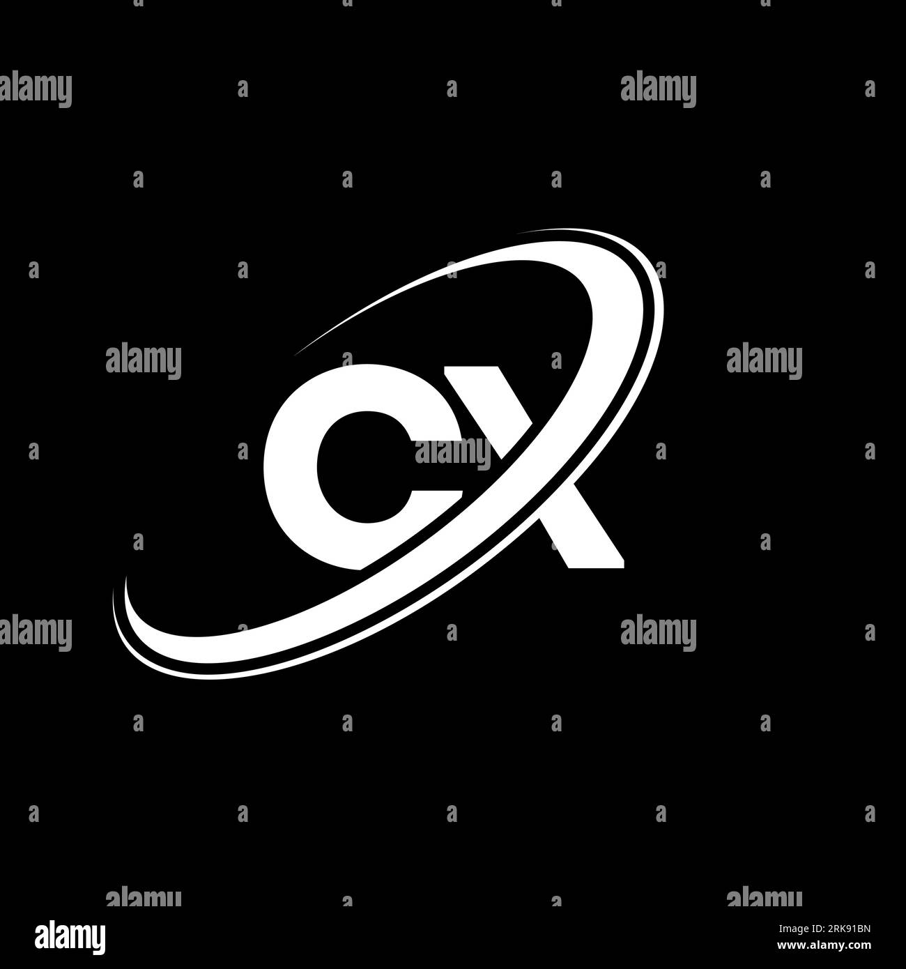 CX C X letter logo design. Initial letter CX linked circle uppercase monogram logo red and blue ...