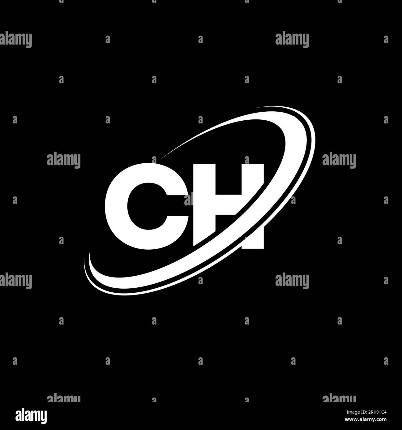 CH C H letter logo design. Initial letter CH linked circle uppercase ...