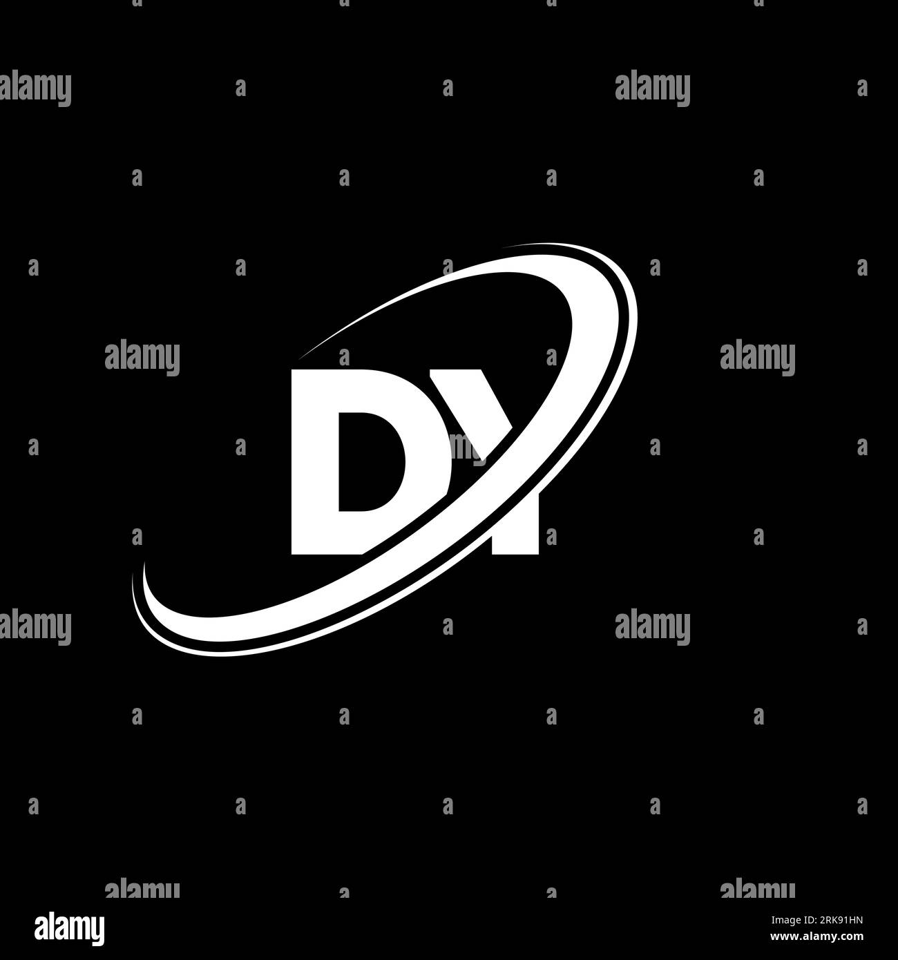 DY D Y letter logo design. Initial letter DY linked circle uppercase monogram logo red and blue ...