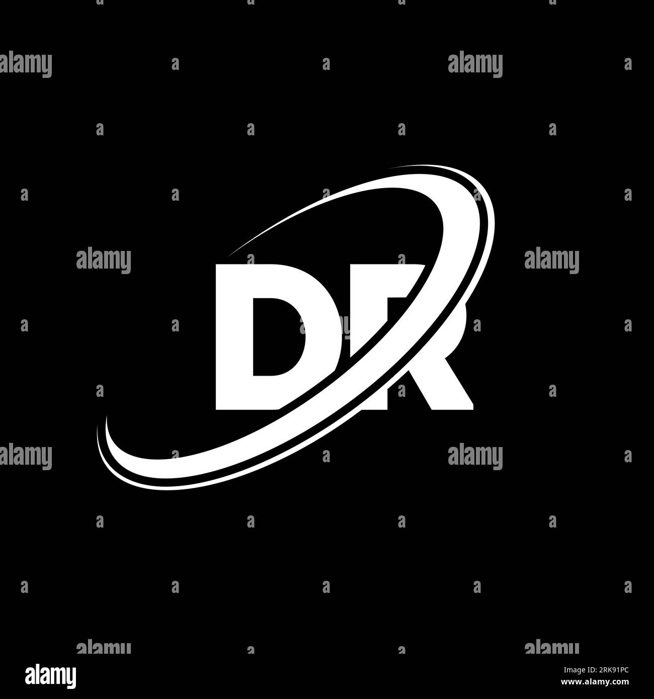 DR D R letter logo design. Initial letter DR linked circle uppercase ...