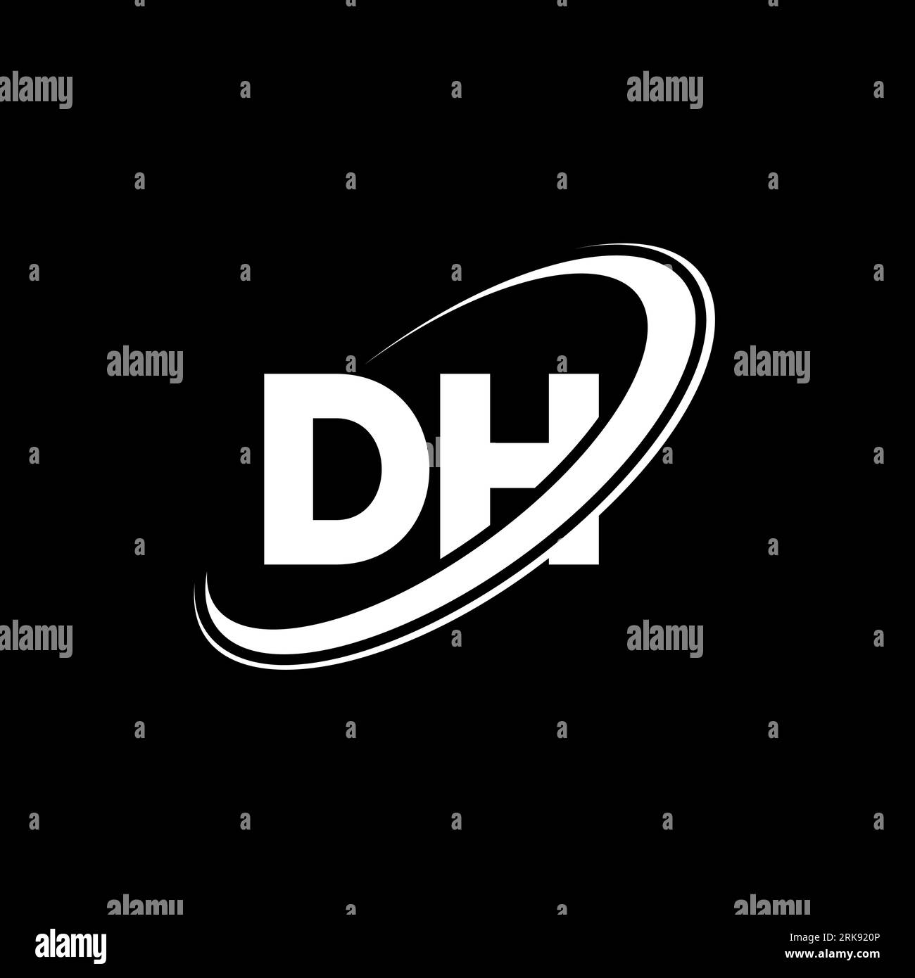 DH D H letter logo design. Initial letter DH linked circle uppercase ...