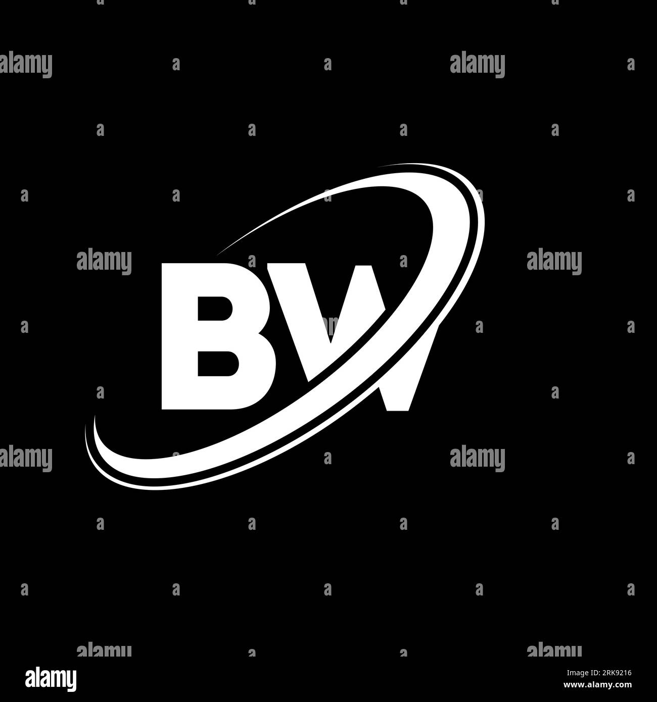 BW B W letter logo design. Initial letter BW linked circle uppercase ...