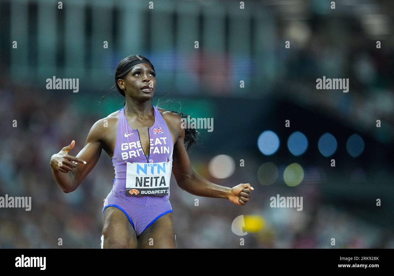 Great Britain’s Daryll Neita reacts after competing in the Women’s 200m ...