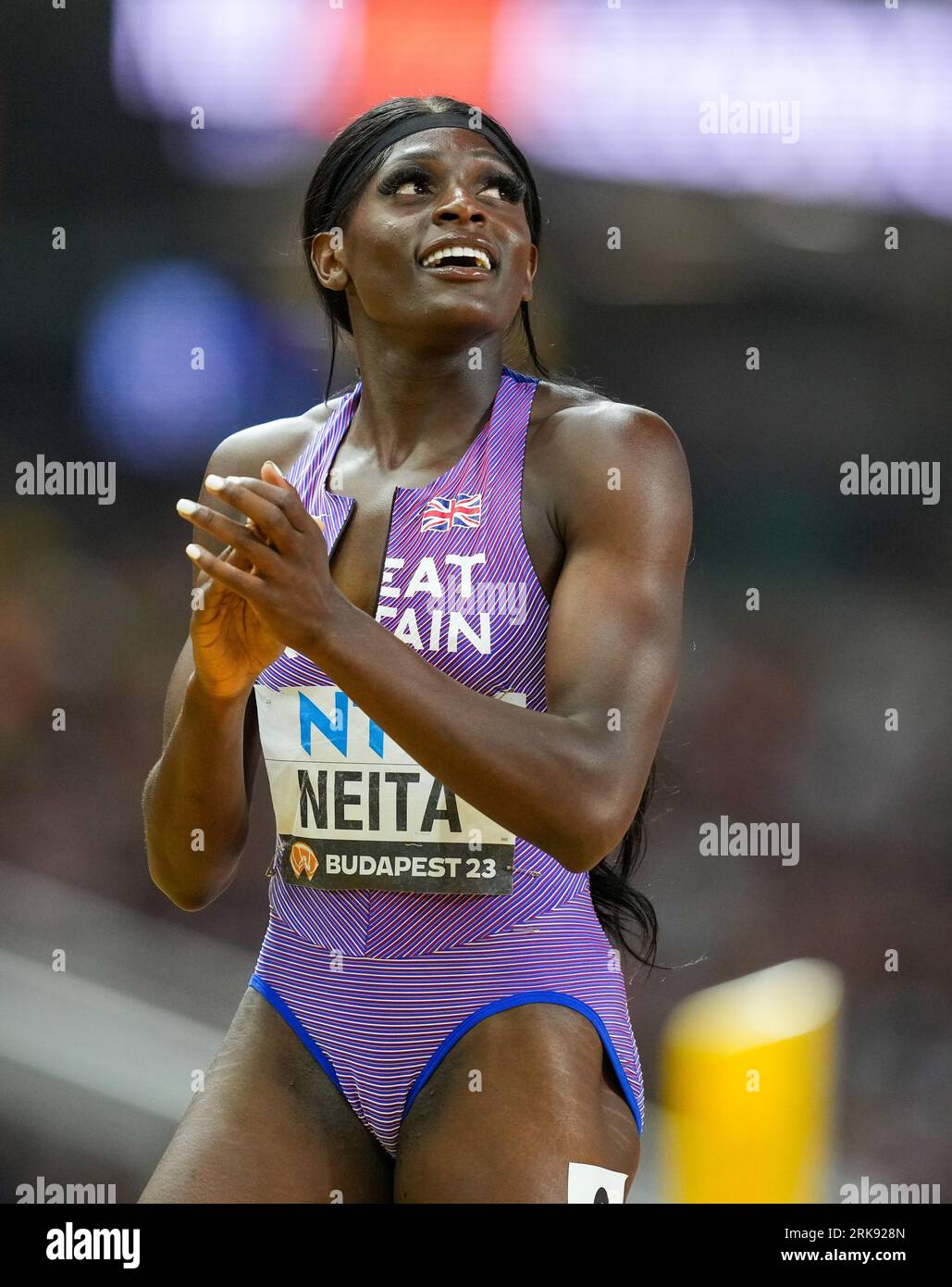 Great Britain’s Daryll Neita reacts after competing in the Women’s 200m ...
