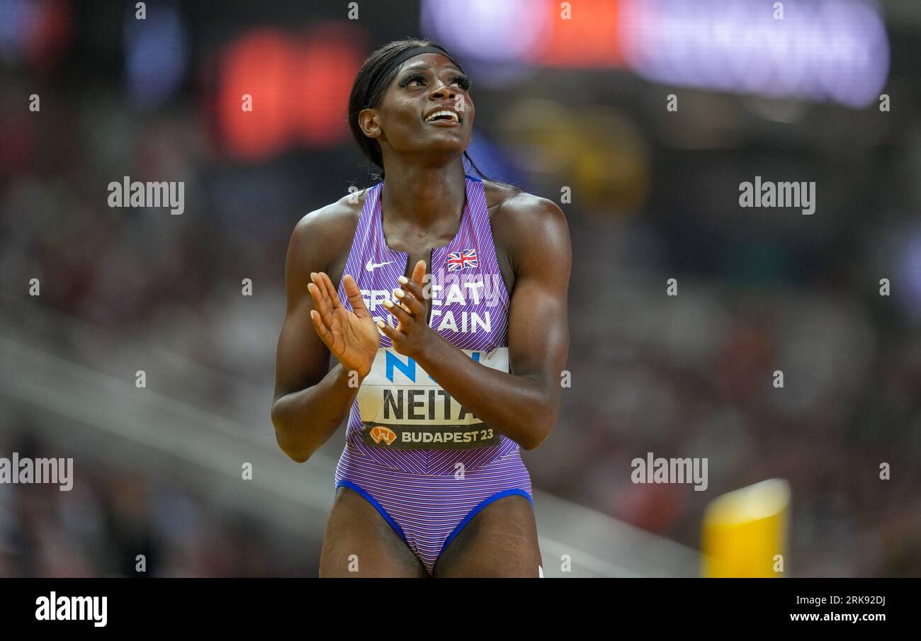 Great Britain’s Daryll Neita reacts after competing in the Women’s 200m ...