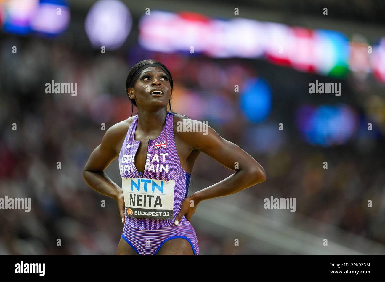 Great Britain’s Daryll Neita reacts after competing in the Women’s 200m ...