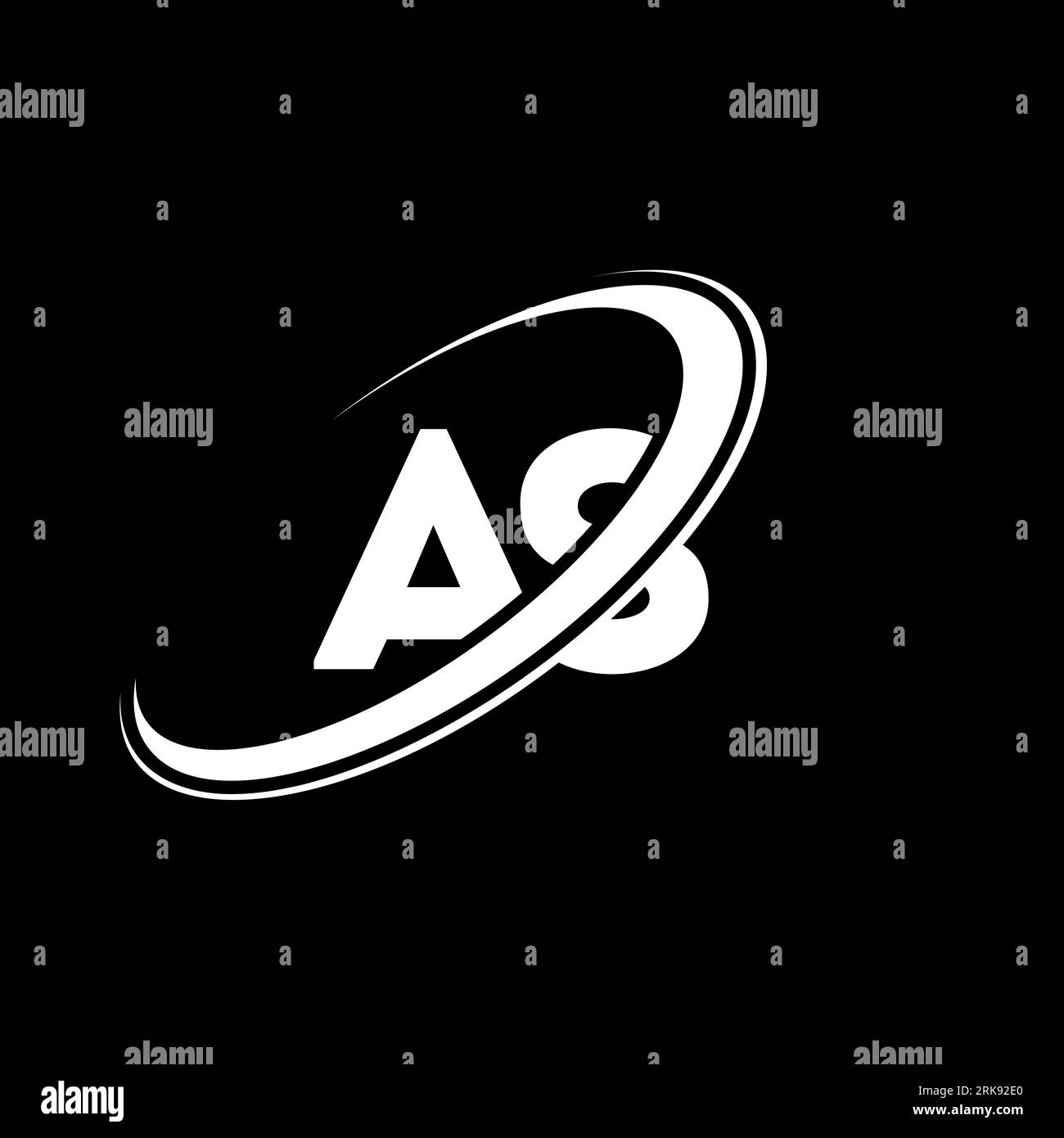 AS A S letter logo design. Initial letter AS linked circle uppercase ...