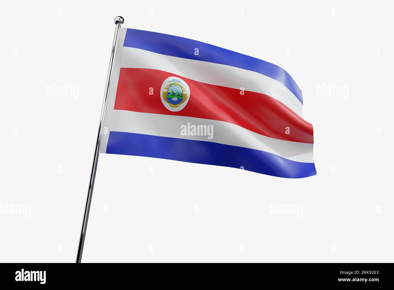 Costa Rica - waving fabric flag isolated on white background - 3D ...