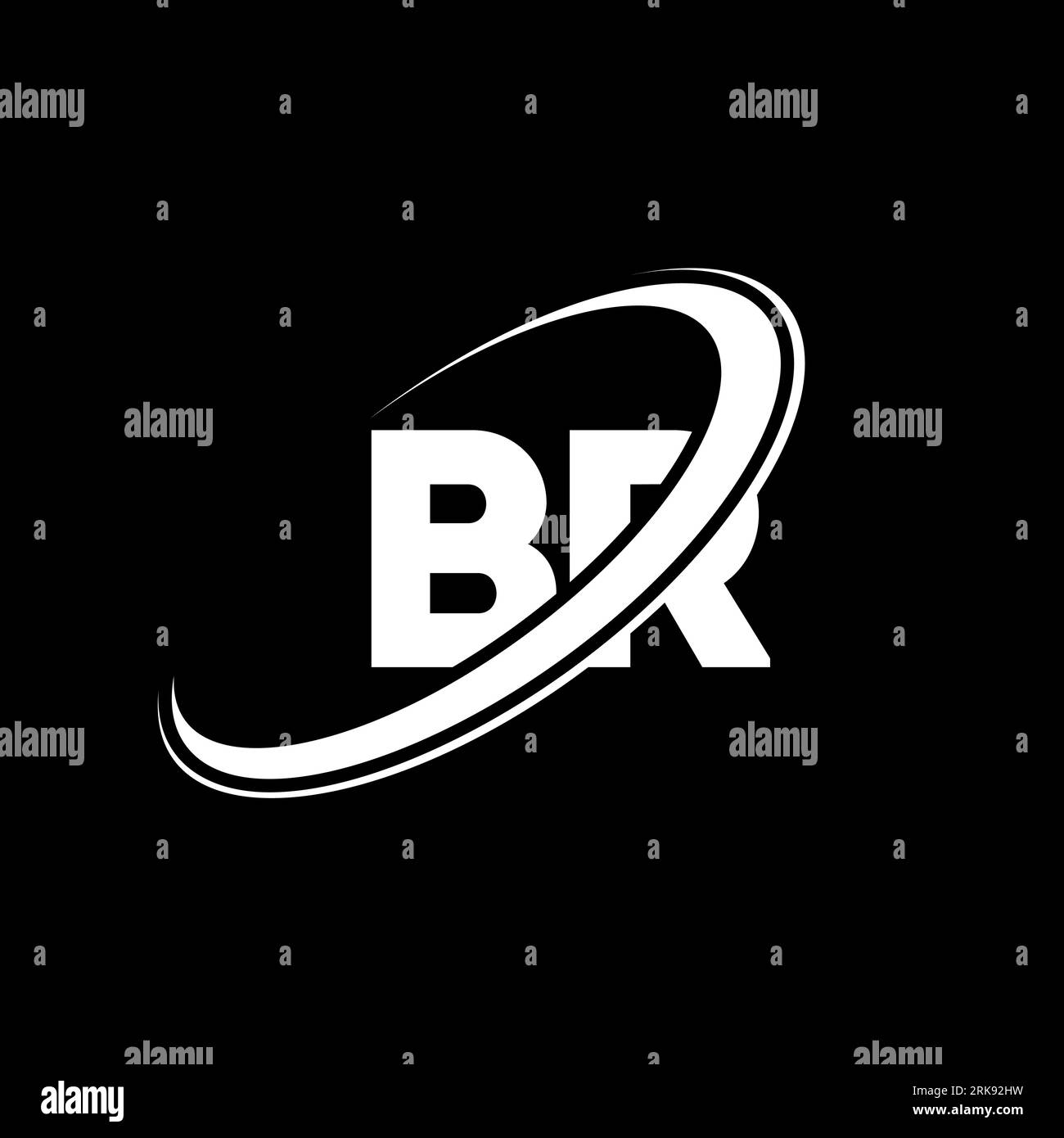 BR B R letter logo design. Initial letter BR linked circle uppercase monogram logo red and blue ...