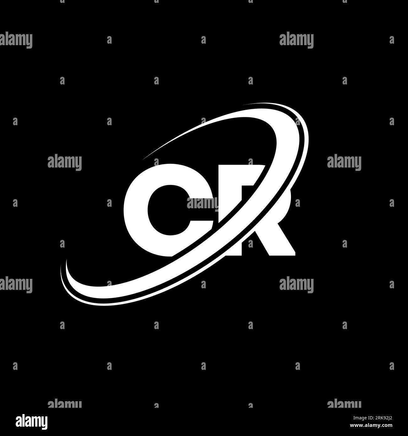 CR C R letter logo design. Initial letter CR linked circle uppercase ...