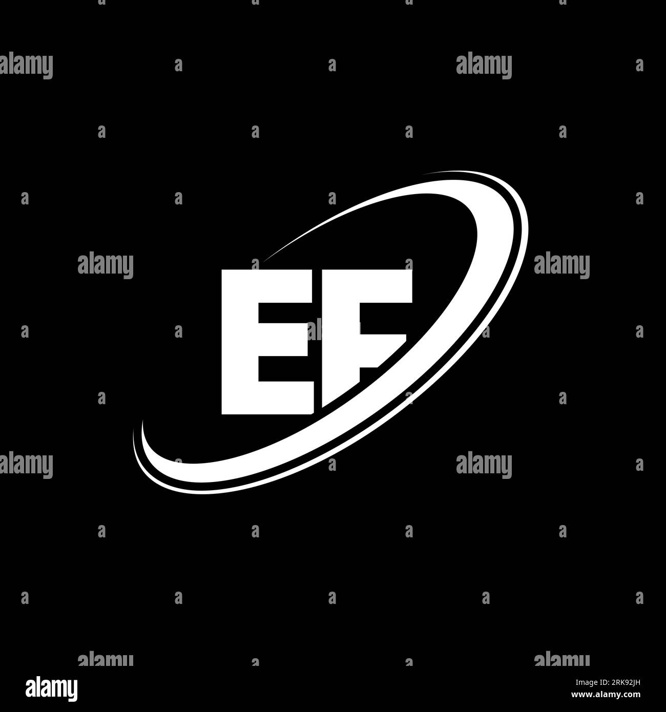 EF E F letter logo design. Initial letter EF linked circle uppercase ...