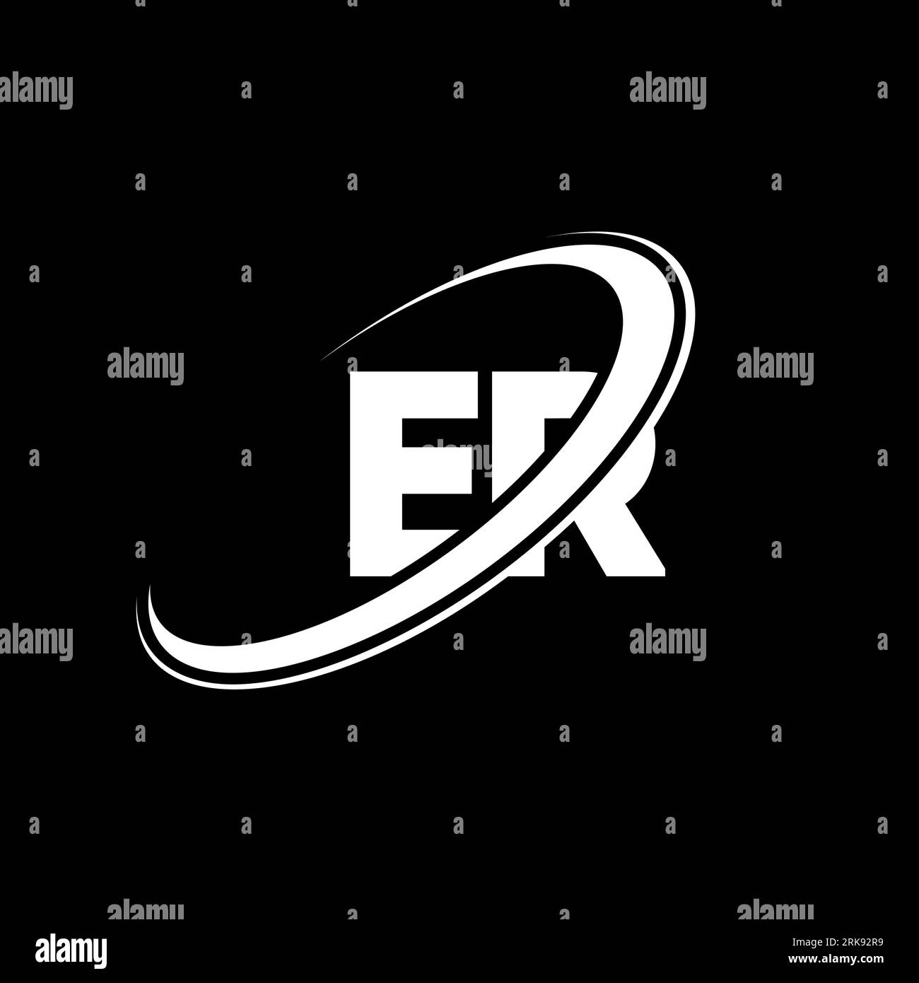 ER E R letter logo design. Initial letter ER linked circle uppercase ...