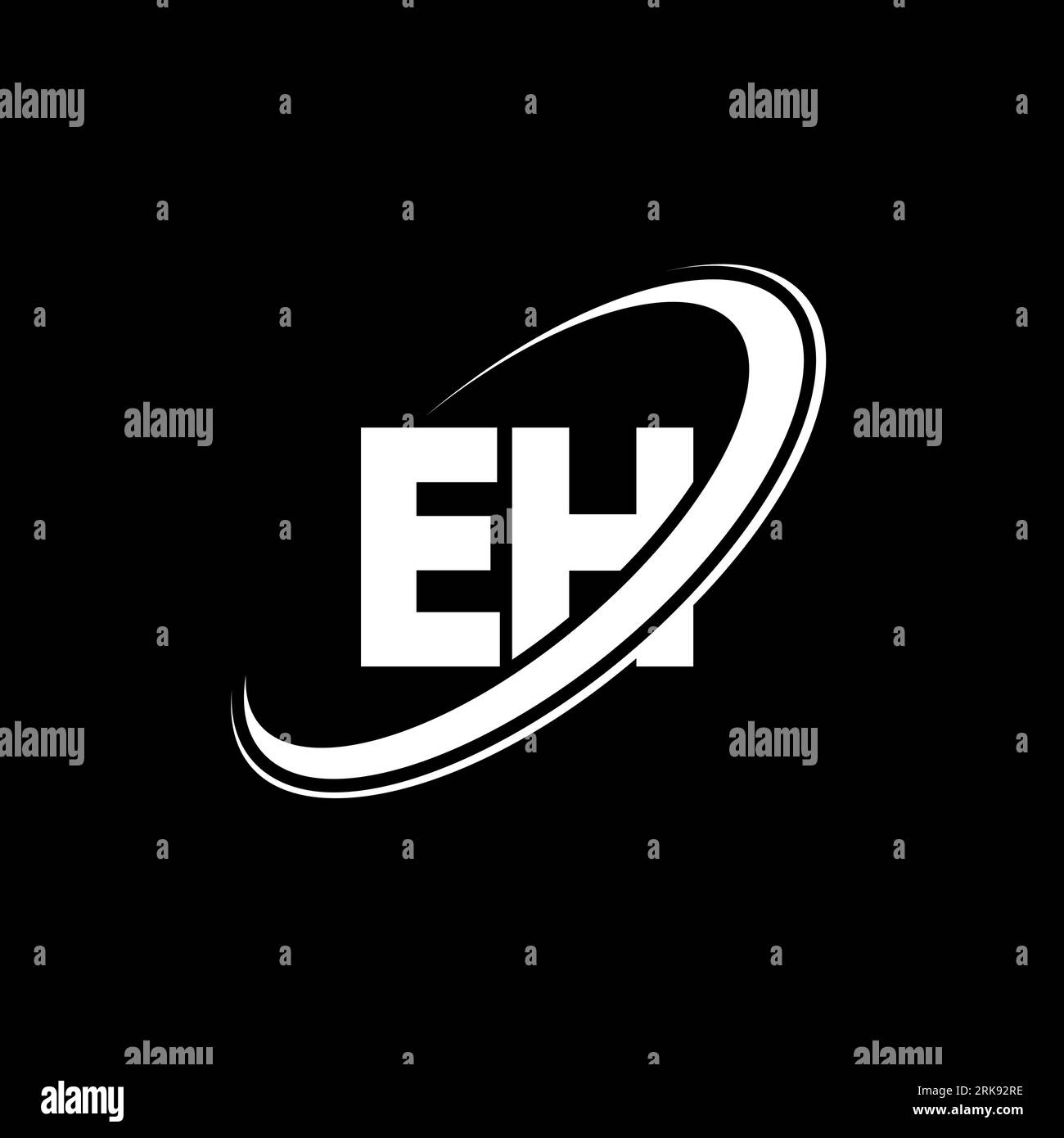 EH E H letter logo design. Initial letter EH linked circle uppercase monogram logo red and blue ...