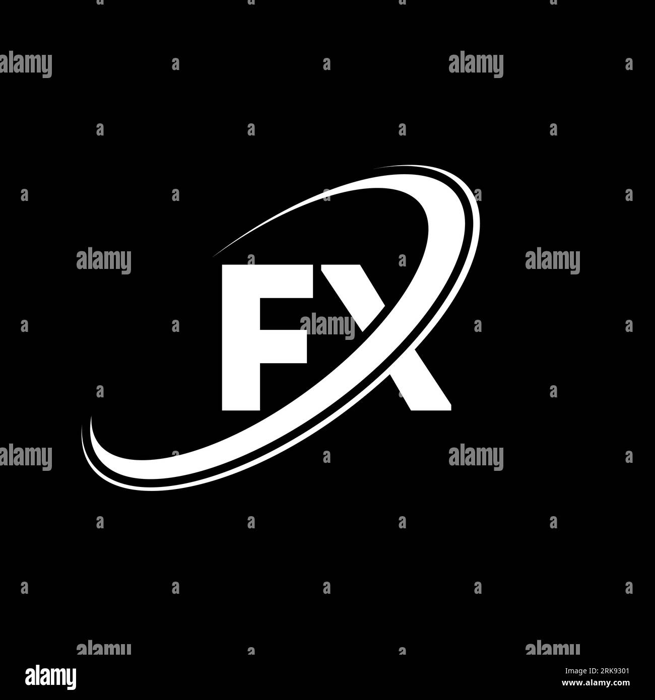 FX F X letter logo design. Initial letter FX linked circle uppercase ...