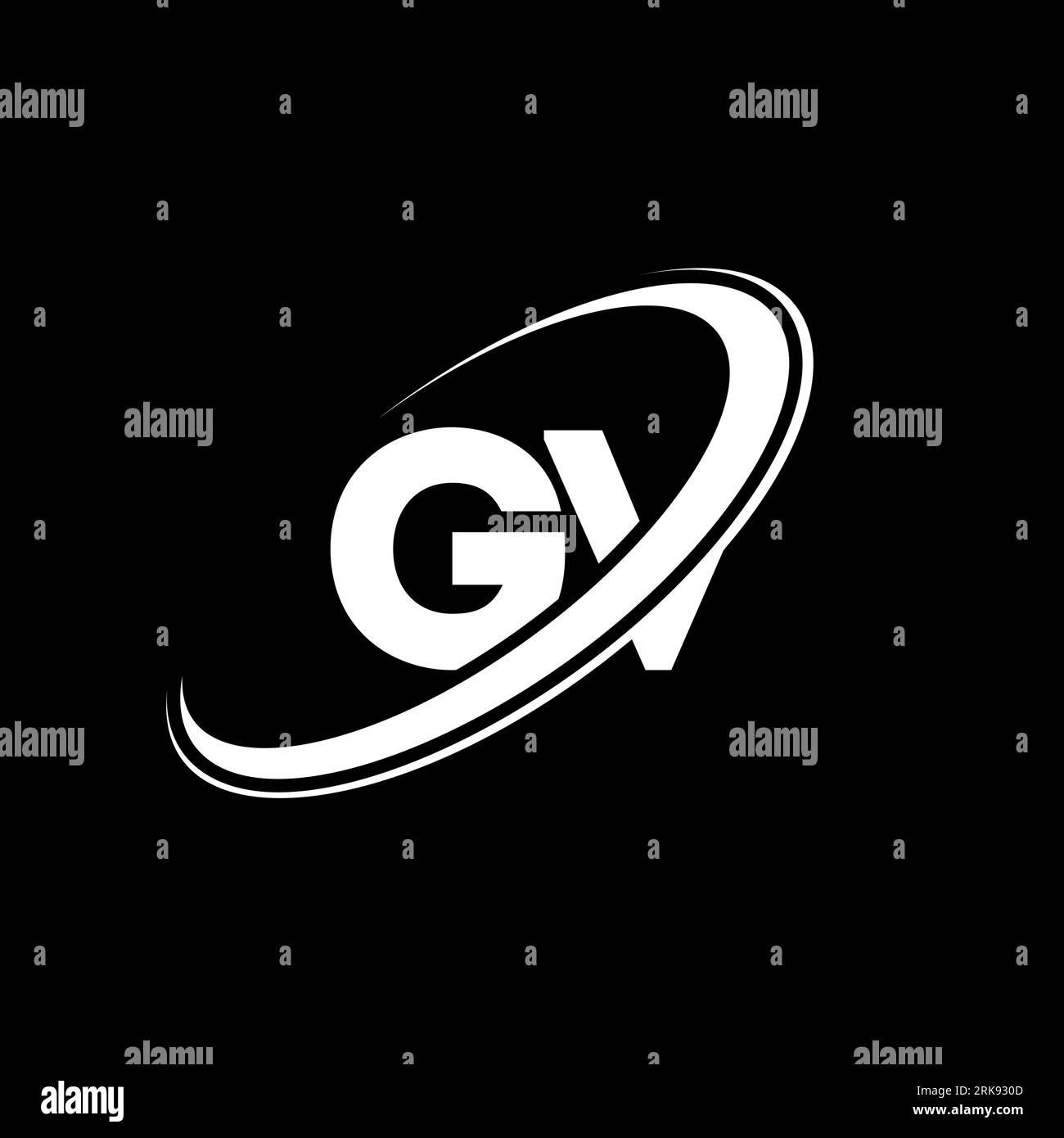 GV G V letter logo design. Initial letter GV linked circle uppercase ...