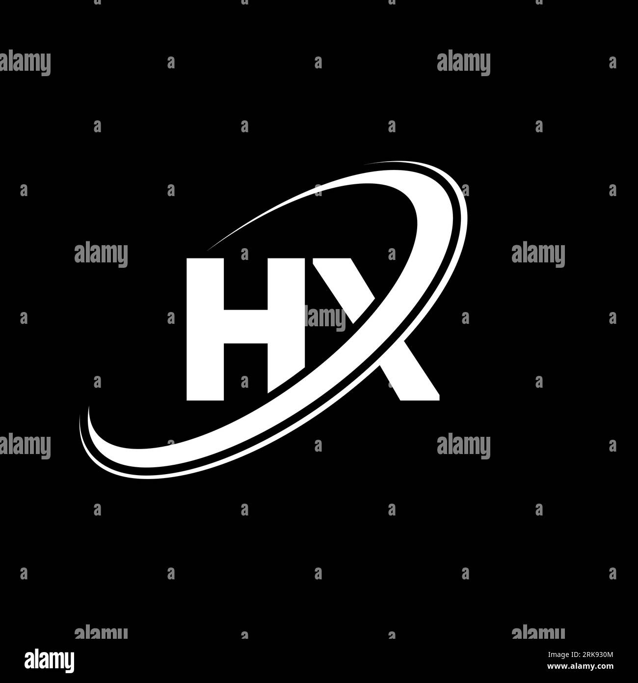 HX H X letter logo design. Initial letter HX linked circle uppercase ...
