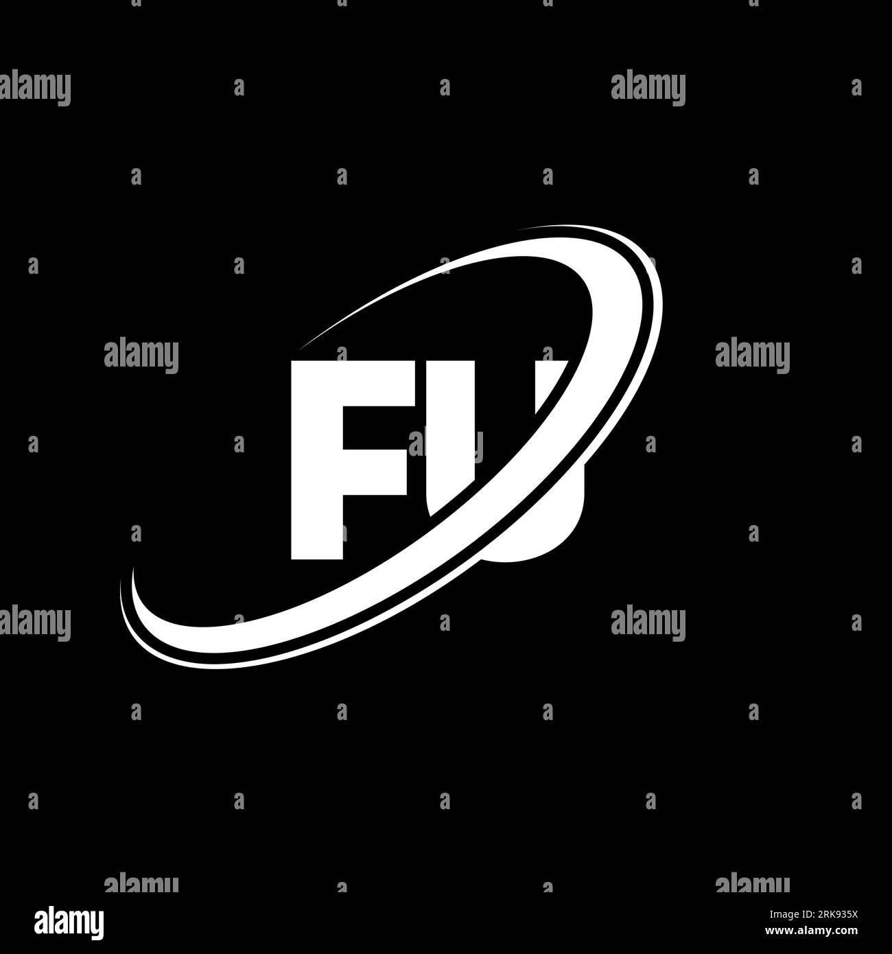 FU F U letter logo design. Initial letter FU linked circle uppercase ...