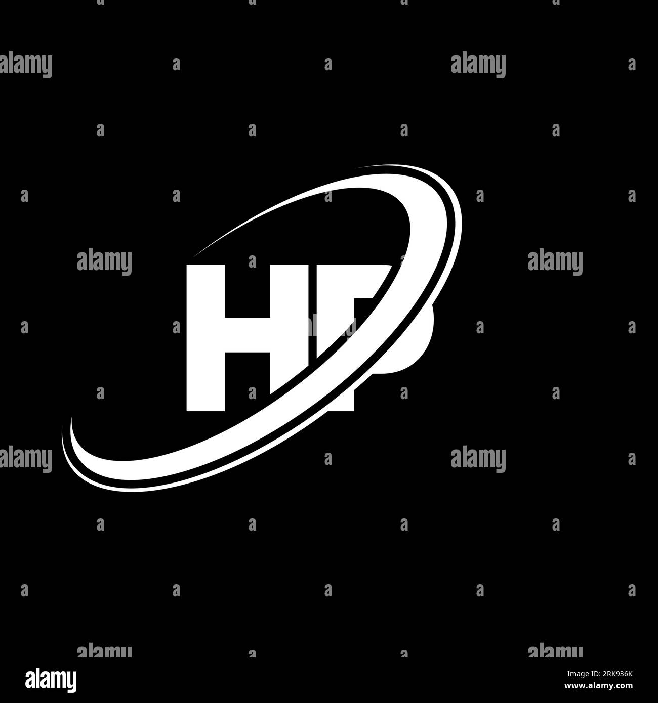 HP H P letter logo design. Initial letter HP linked circle uppercase ...
