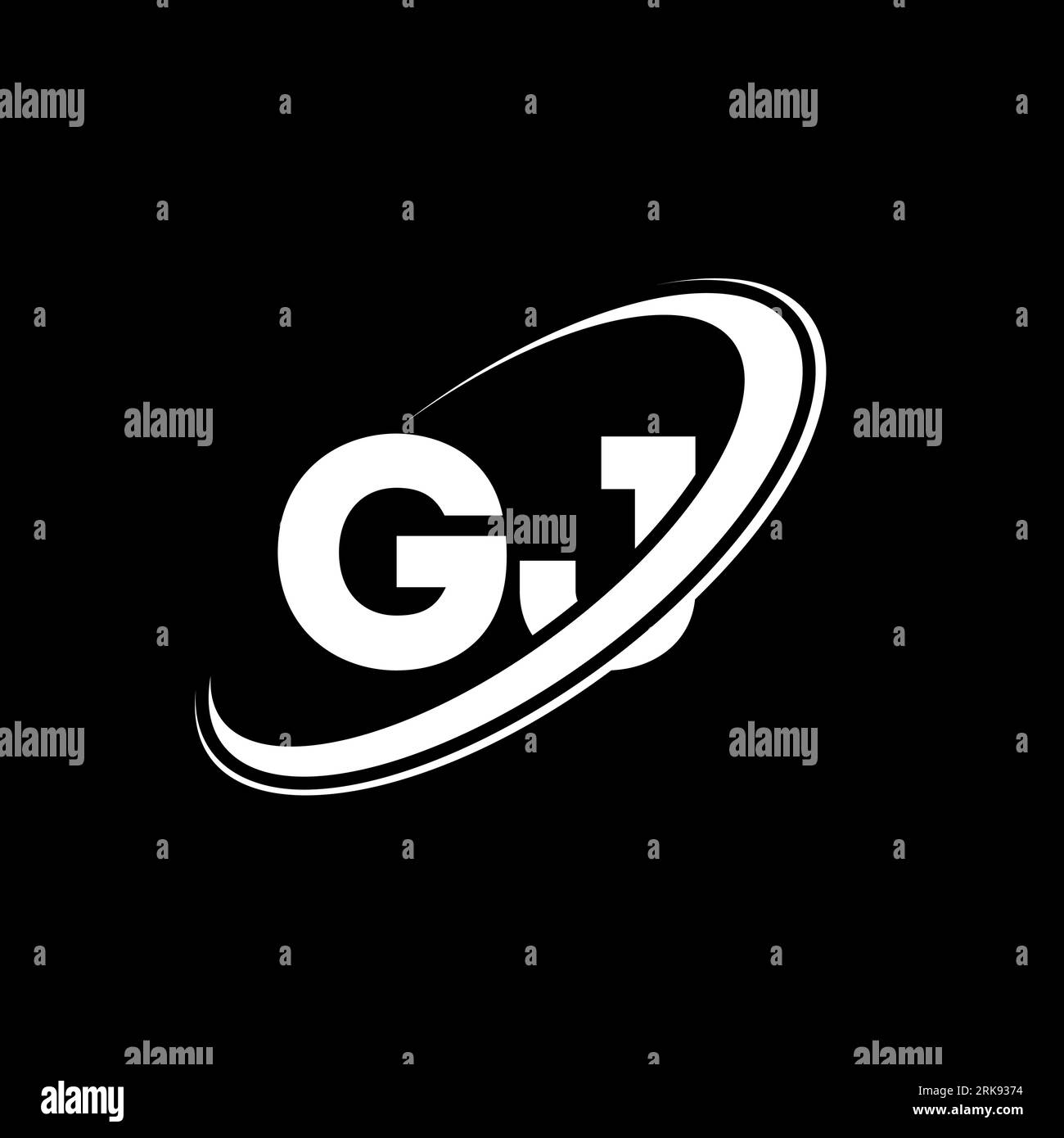 GJ G J letter logo design. Initial letter GJ linked circle uppercase ...