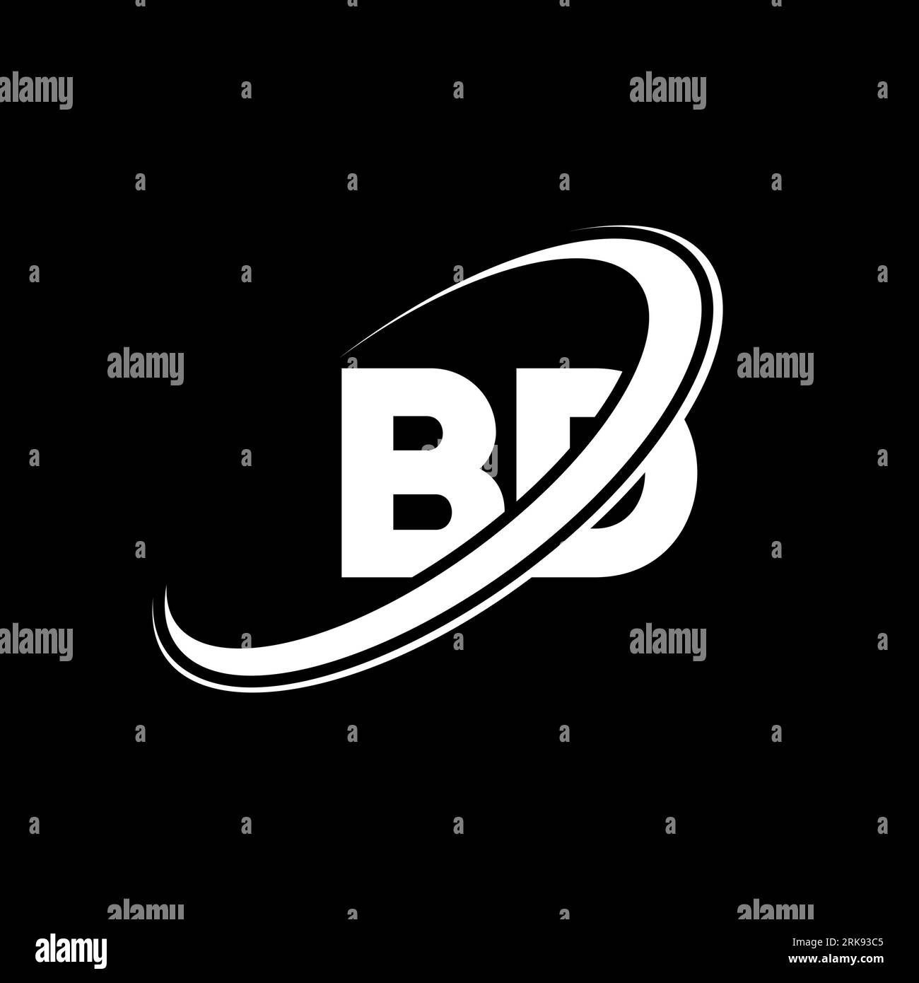 BD B D letter logo design. Initial letter BD linked circle uppercase ...