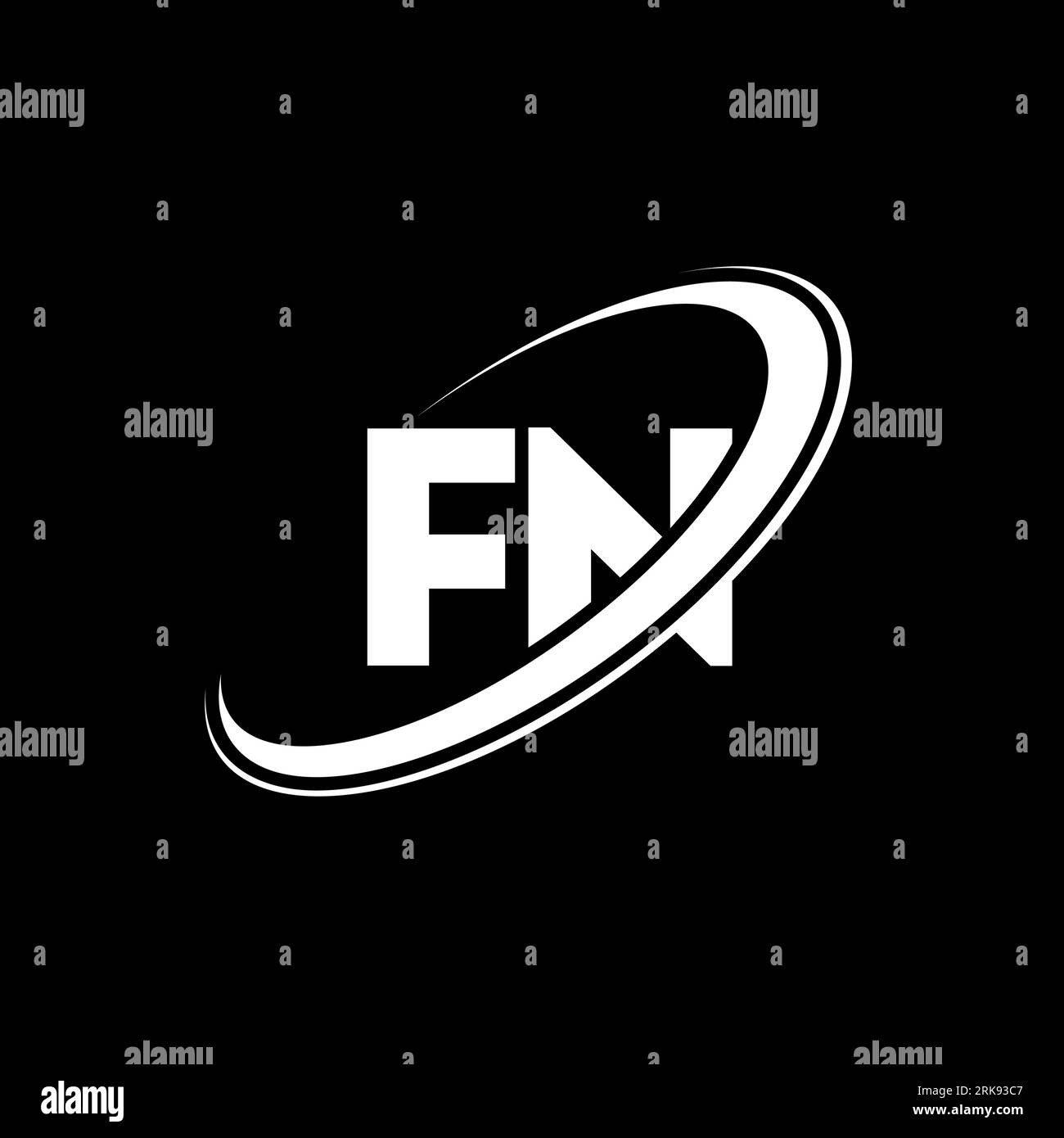 Fn F N Letter Logo Design Initial Letter Fn Linked Circle Uppercase