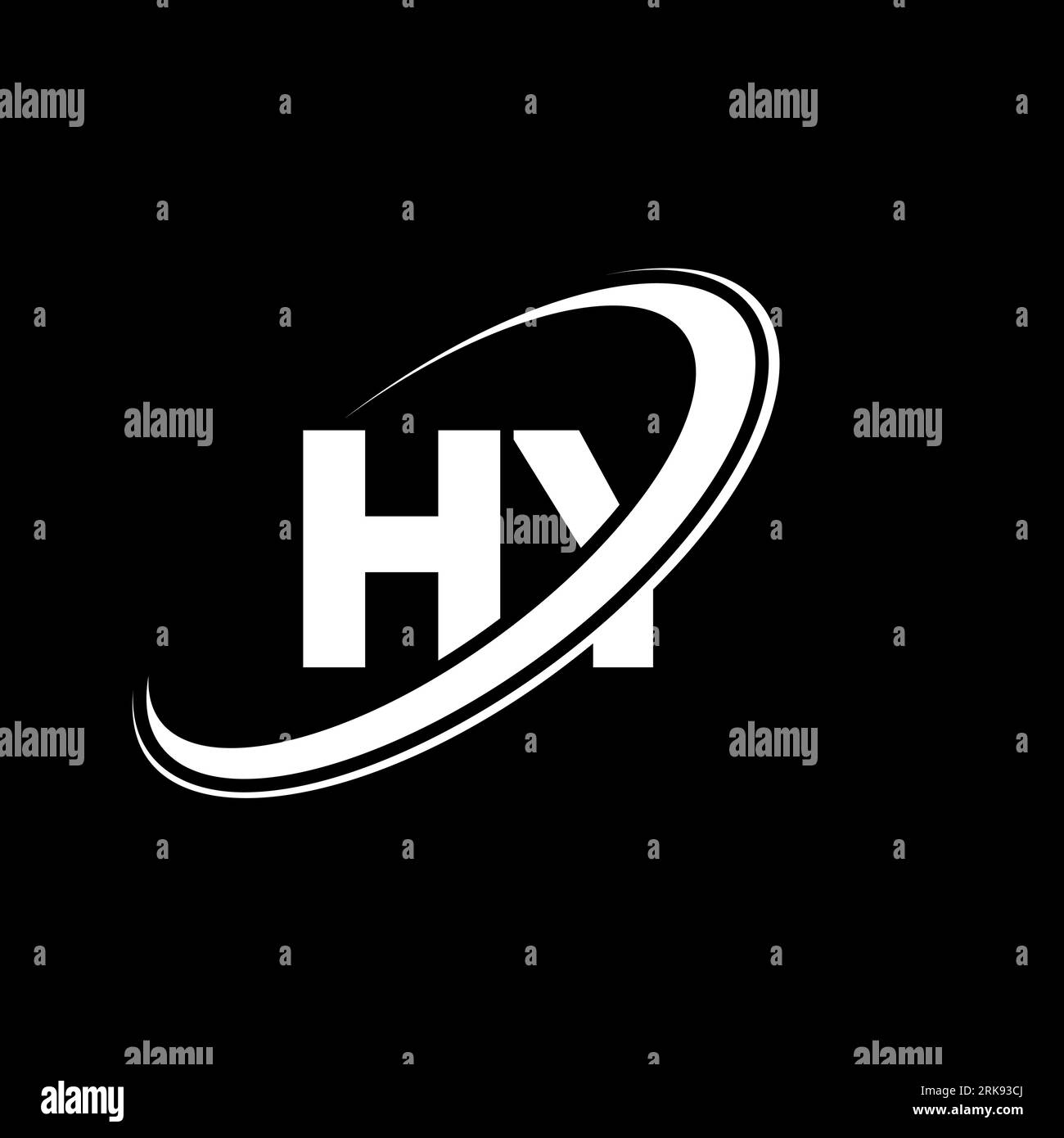 HY H Y letter logo design. Initial letter HY linked circle uppercase monogram logo red and blue ...