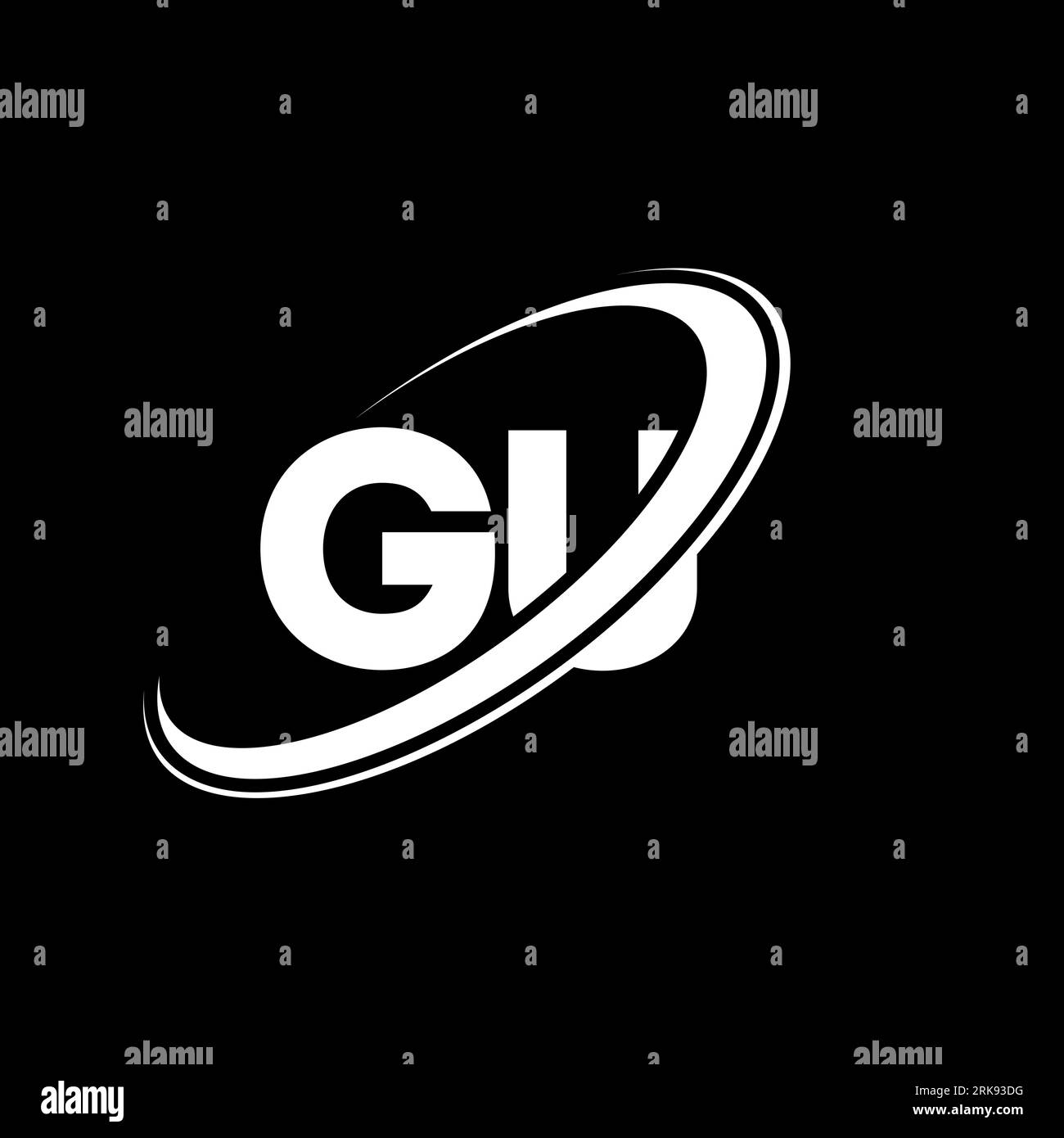 GU G U letter logo design. Initial letter GU linked circle uppercase ...