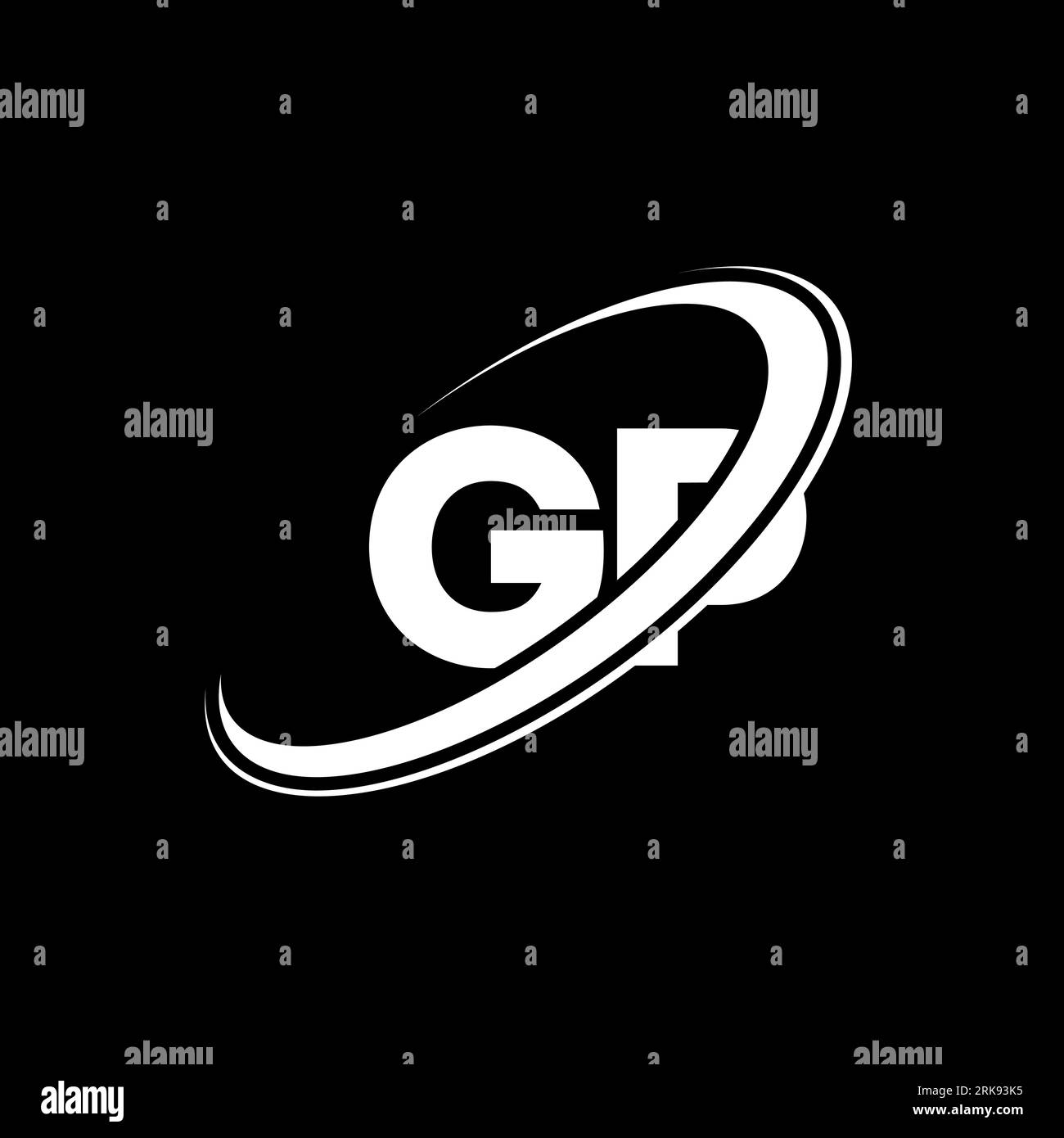 GP G P letter logo design. Initial letter GP linked circle uppercase ...