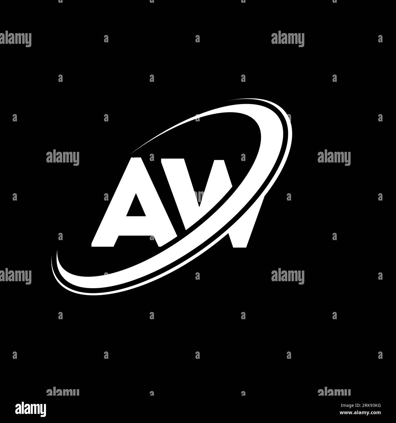 AW A W letter logo design. Initial letter AW linked circle uppercase ...