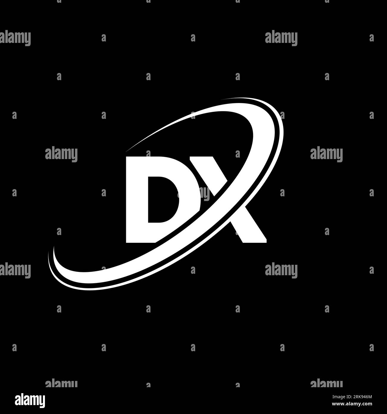 DX D X letter logo design. Initial letter DX linked circle uppercase ...