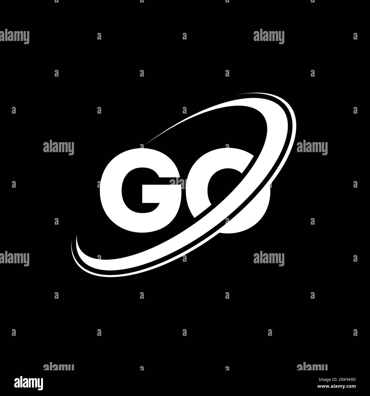 GO G O letter logo design. Initial letter GO linked circle uppercase ...