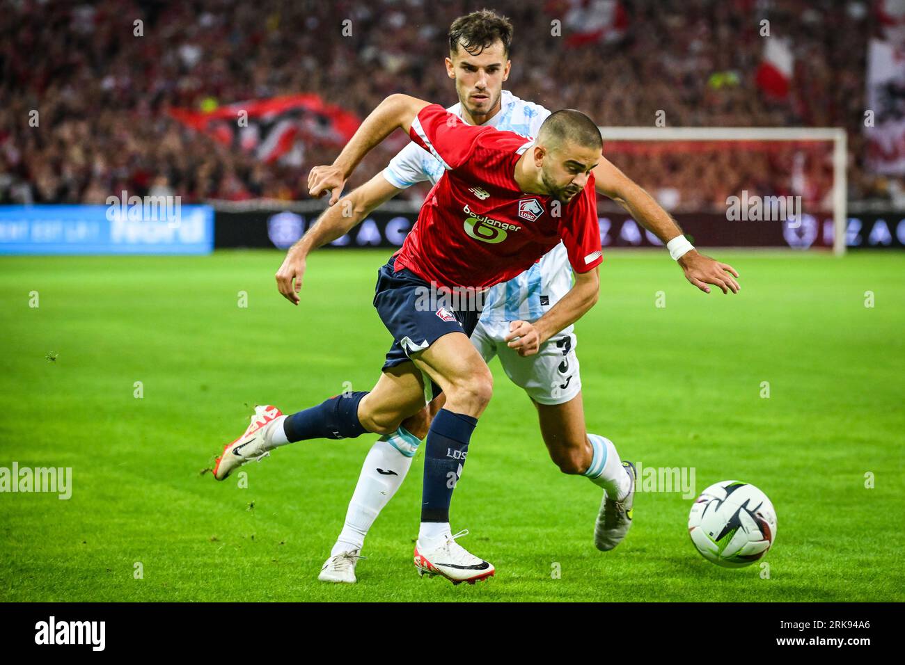 Edon ZHEGROVA of Lille and Bruno GODA of Rijeka during the UEFA Europa ...