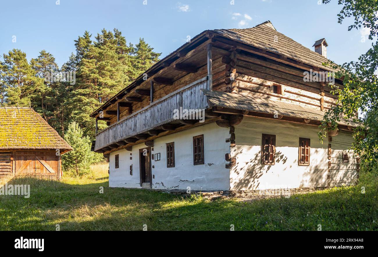 log cabin homestead - village with traditional wooden house at Museum ...